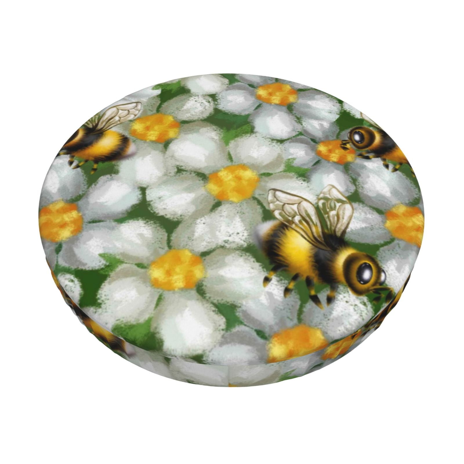 Coaee Bees and Flower Round Bar Stool Seat Covers Washable Stool ...