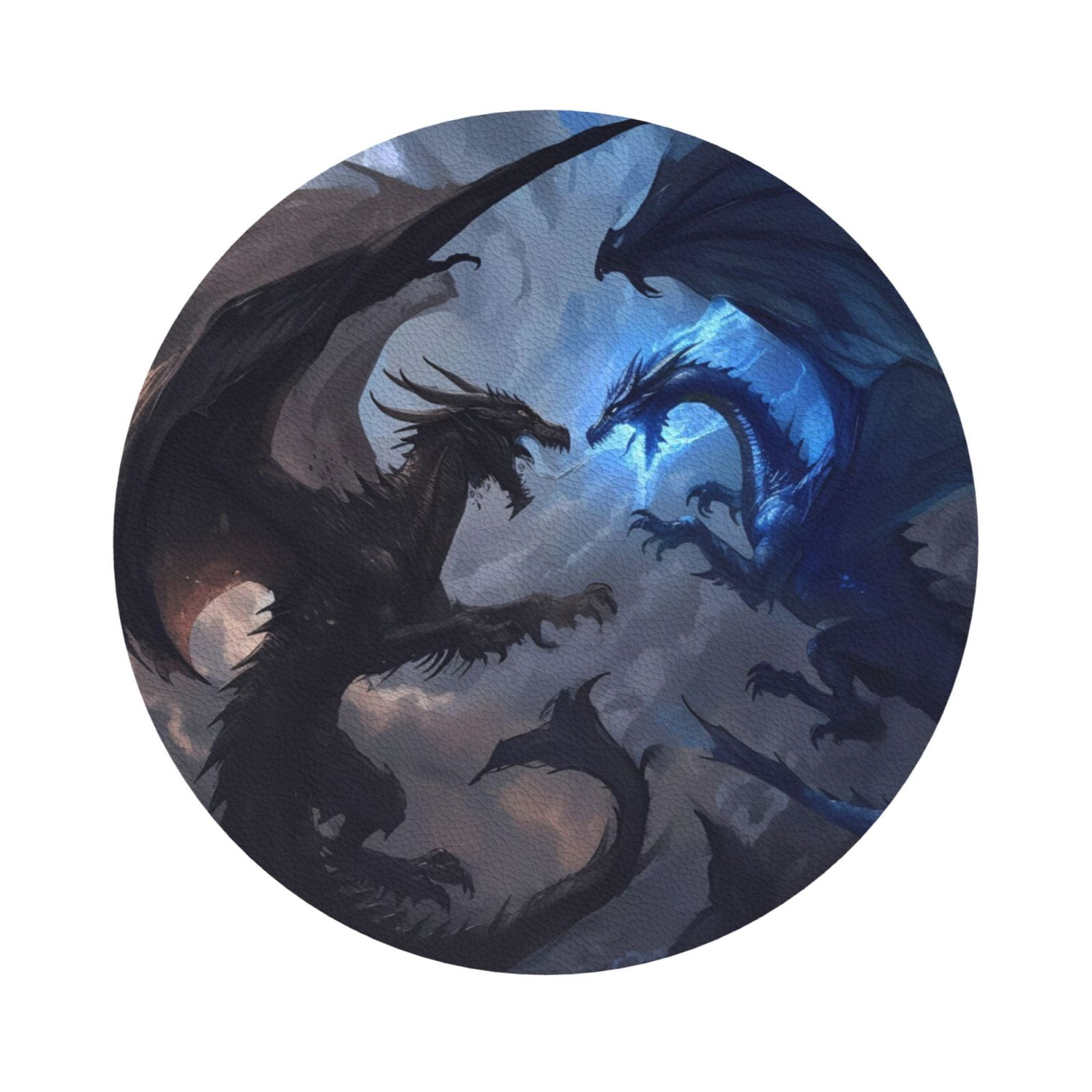 Coaee Black And Blue Lightning Dragon Print Leather Coasters Set of 6 ...