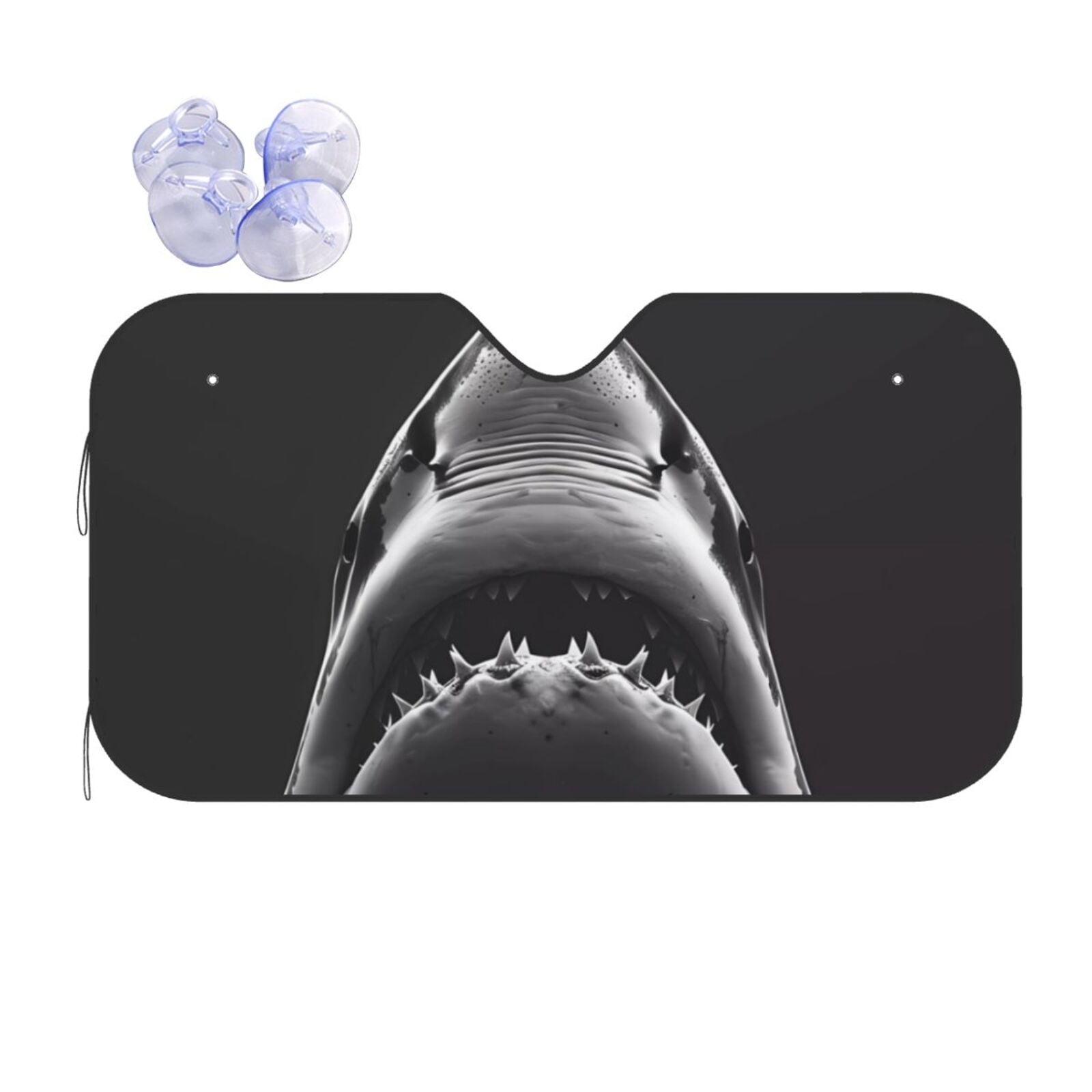 Coaee Black And White Shark Print Car Sunshade Windshield Sun Shade ...