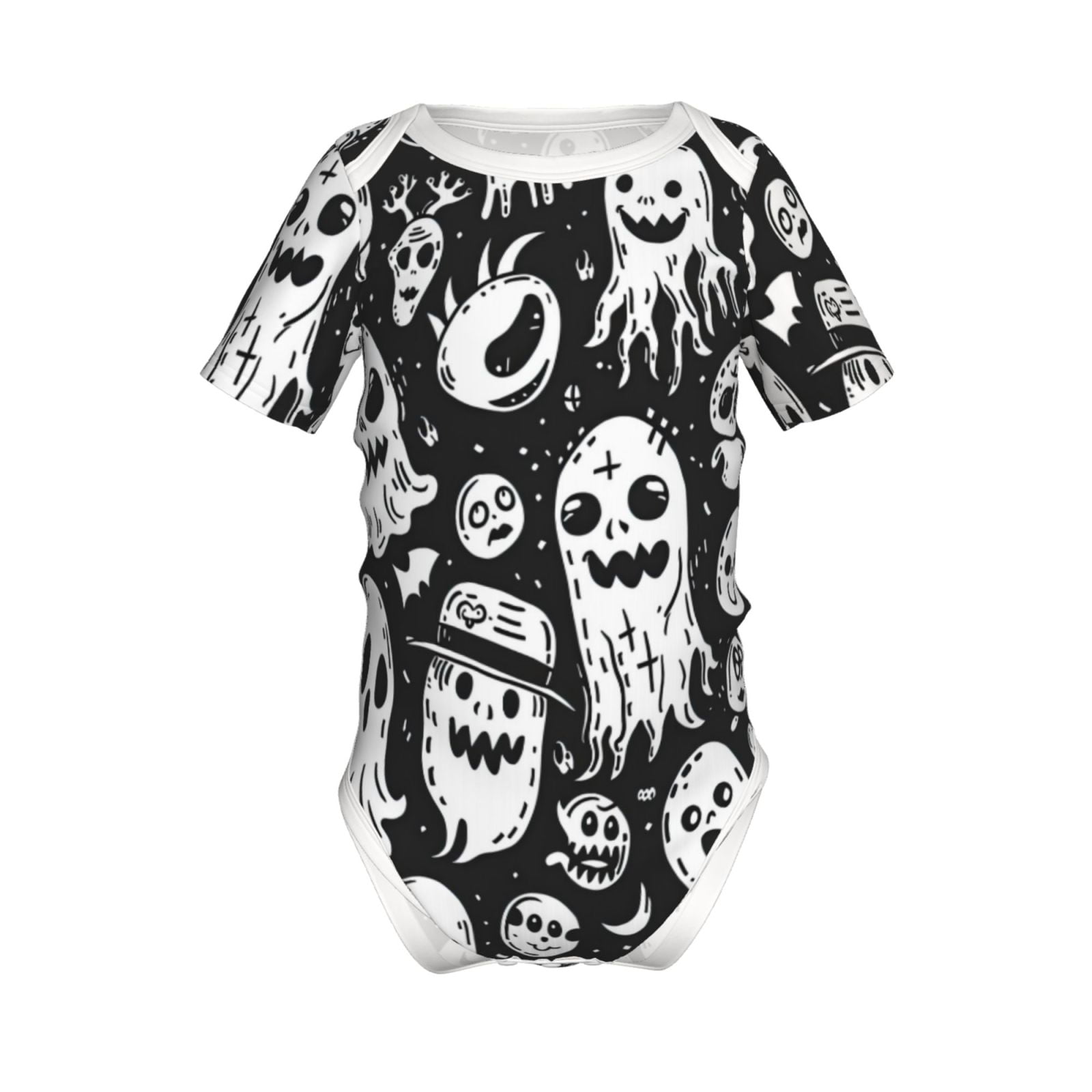Coaee Black White Spooky Ghosts for Soft Baby Short-Sleeve Bodysuit ...
