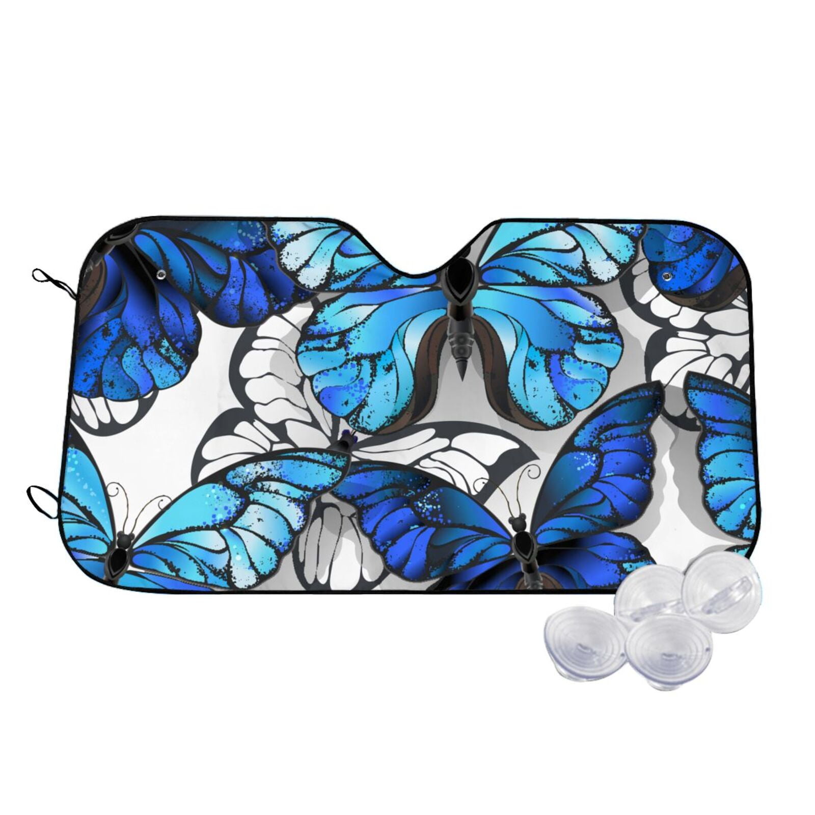Coaee Blue And White Butterflies Car Windshield Sunshade,Uv Rays Sun ...