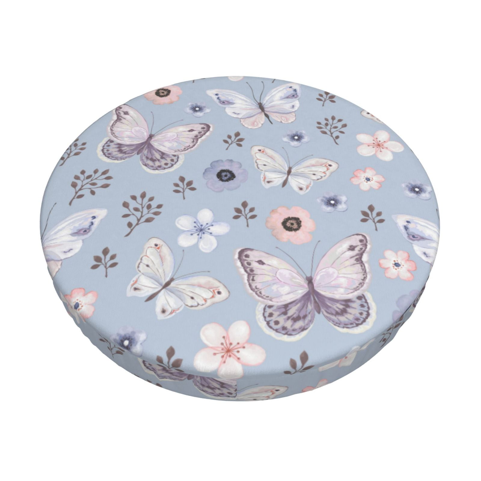 Coaee Blue Butterfly Round Bar Stool Seat Covers Washable Stool Cushion ...
