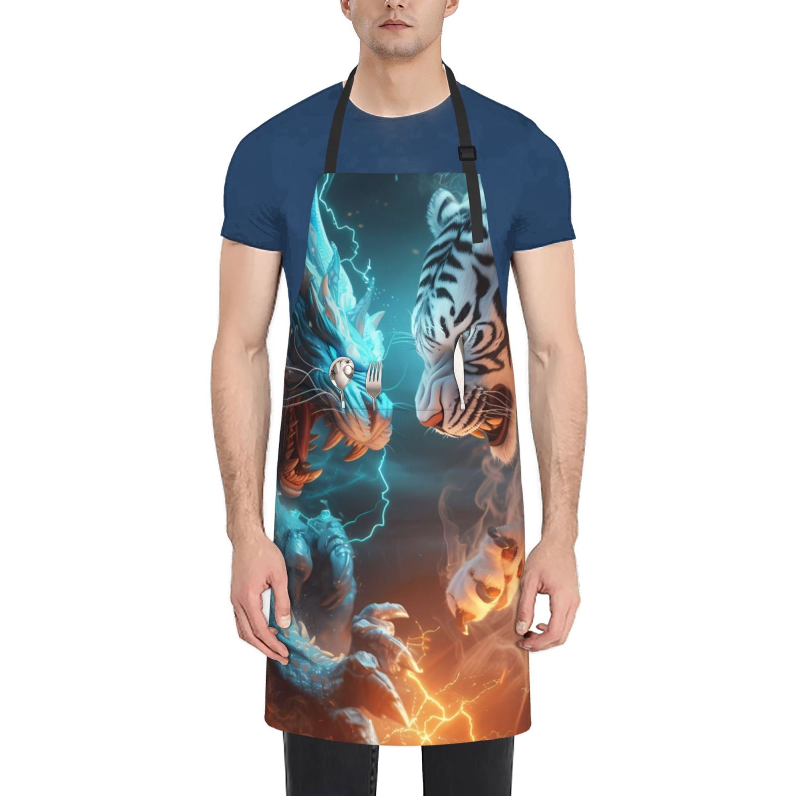 Coaee Blue Dragon And White Tiger for Waterproof Apron for Unisex Adult ...