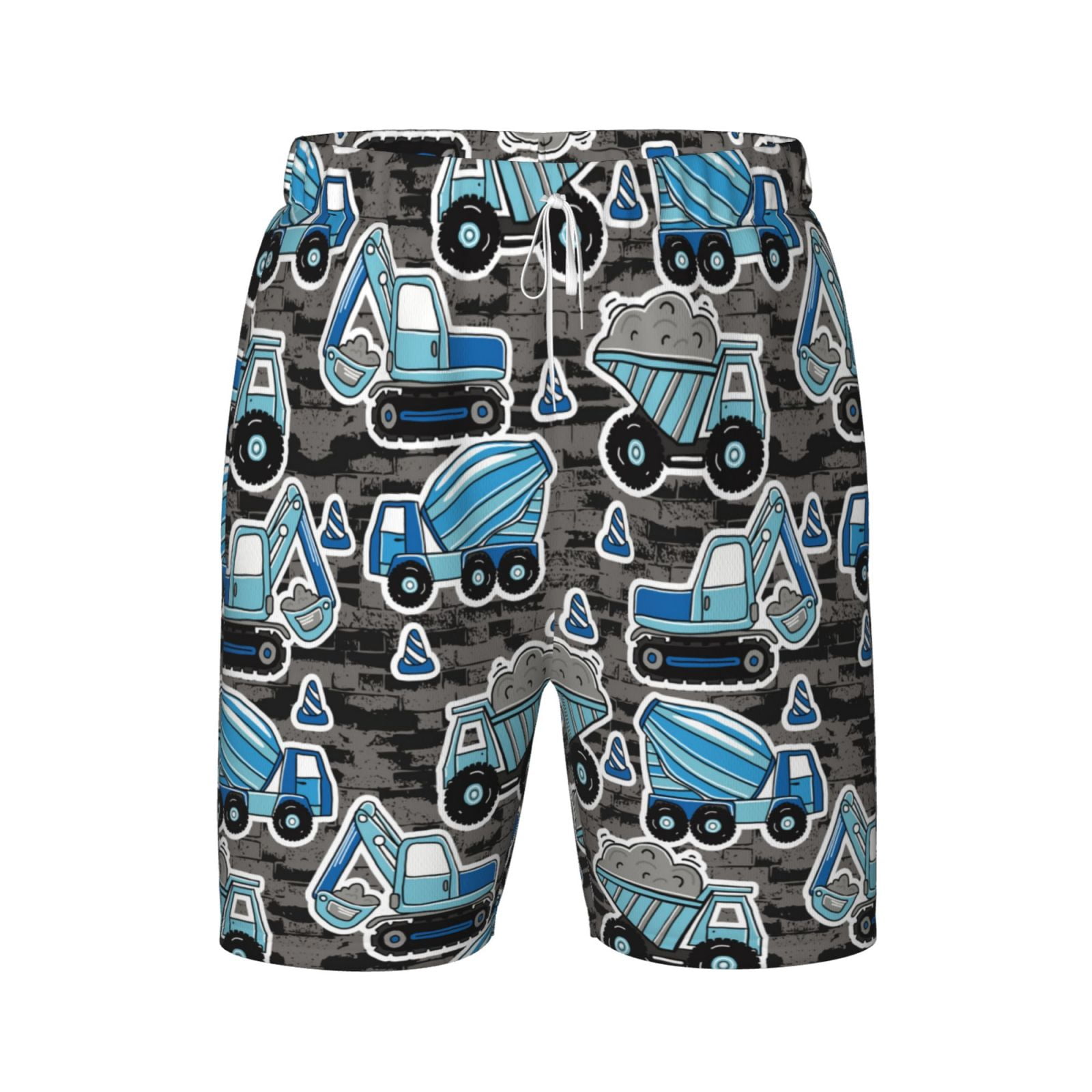 Coaee Blue Excavator for Boys Swim Trunks Compression Liner Swim Shorts ...