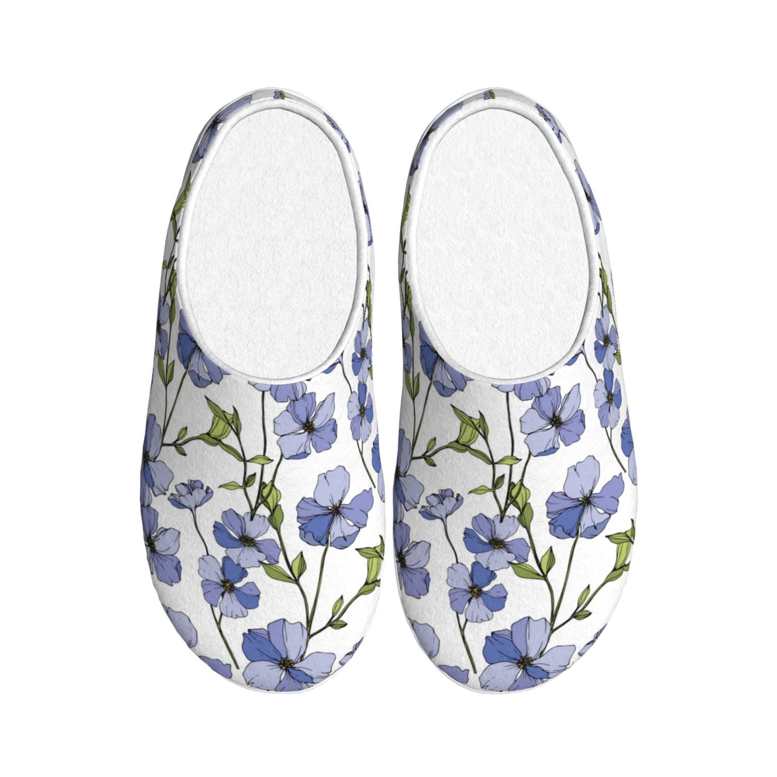 Coaee Blue Flax Flowers for Mens Slippers Indoor Slip On Shoes Slippers ...