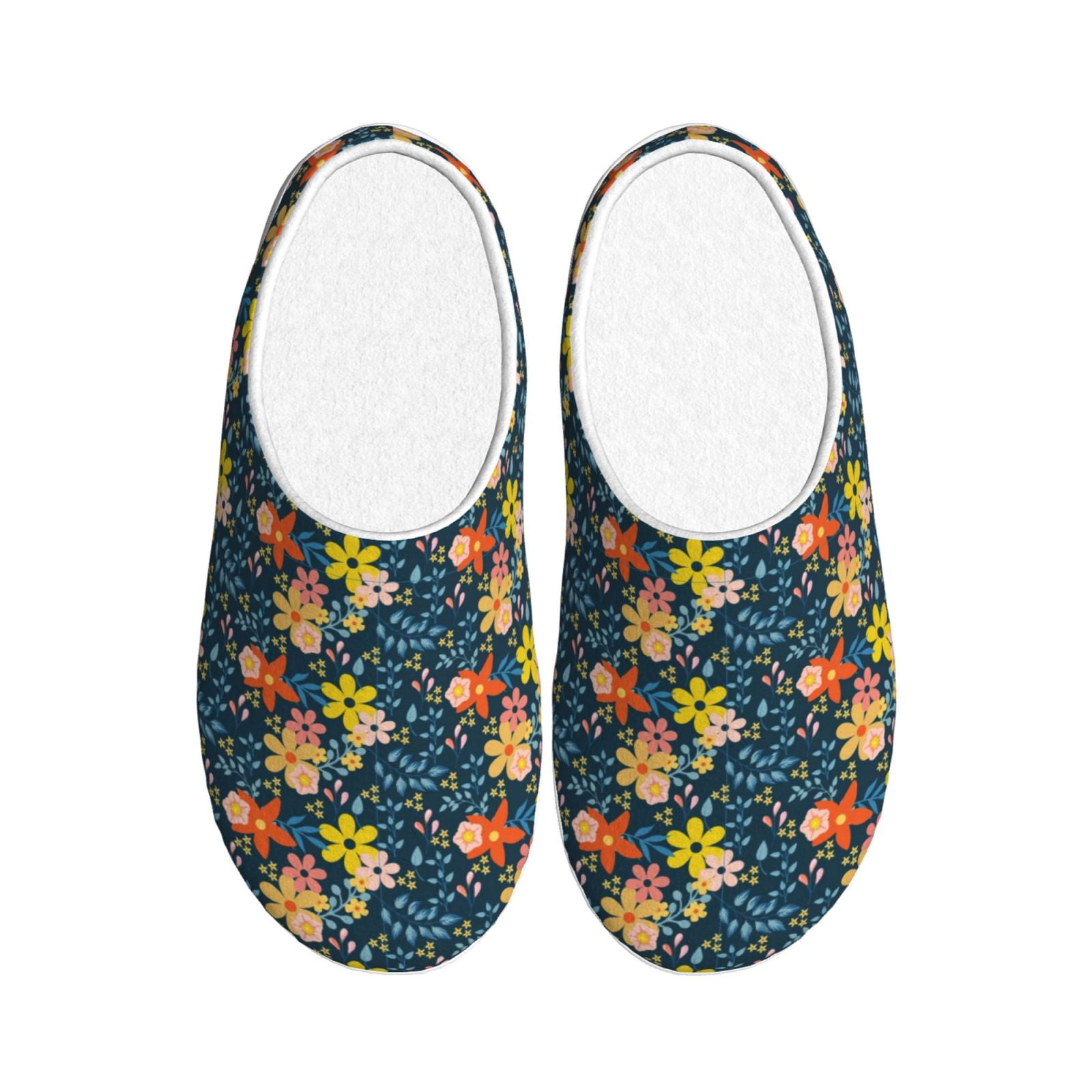Coaee Blue Floral for Mens Slippers Indoor Slip On Shoes Slippers for ...