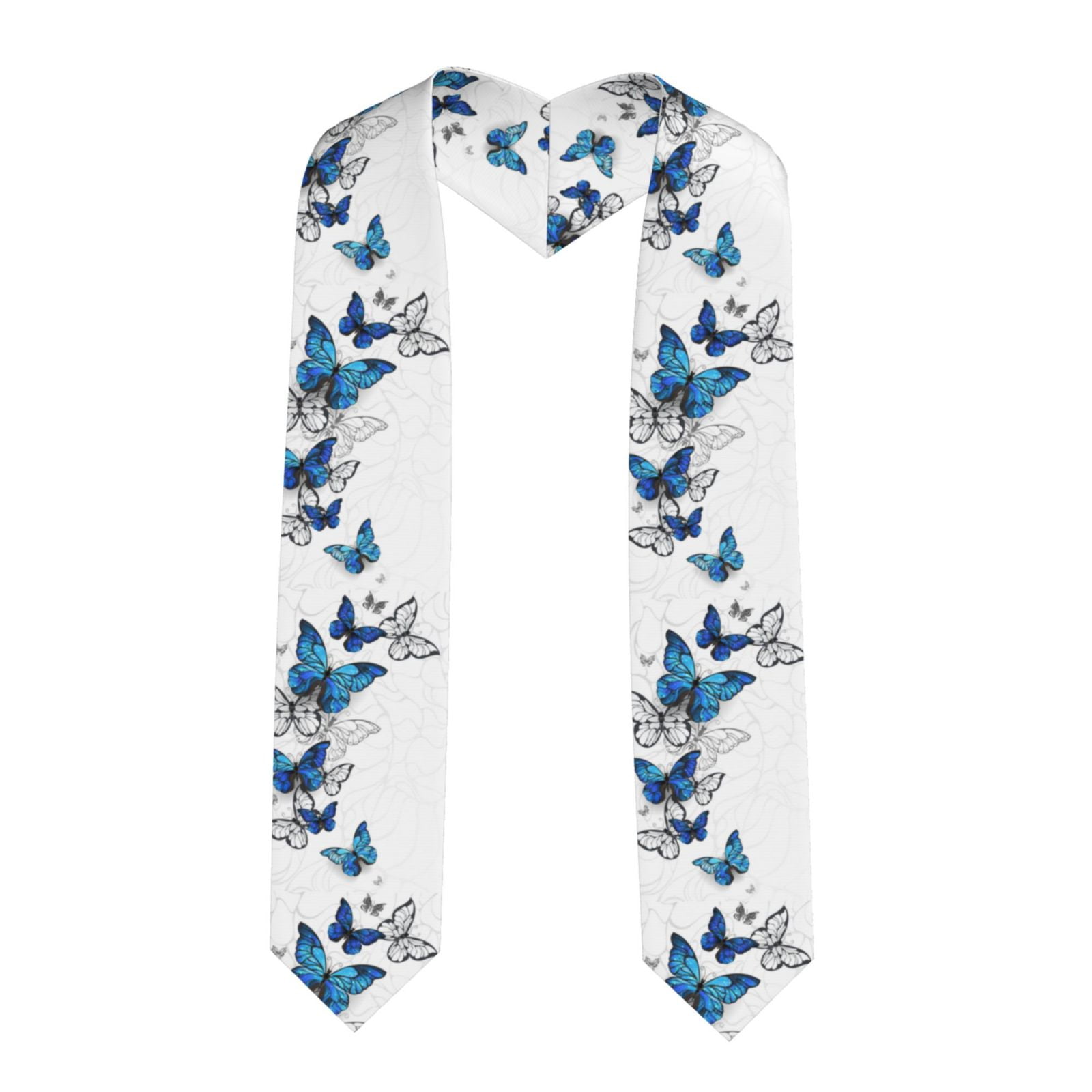 Coaee Blue Flying Butterflies Graduation Stole, Unisex, 72" Long ...