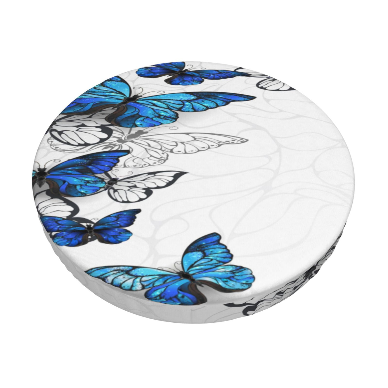 Coaee Blue Flying Butterflies Round Bar Stool Seat Covers Washable ...