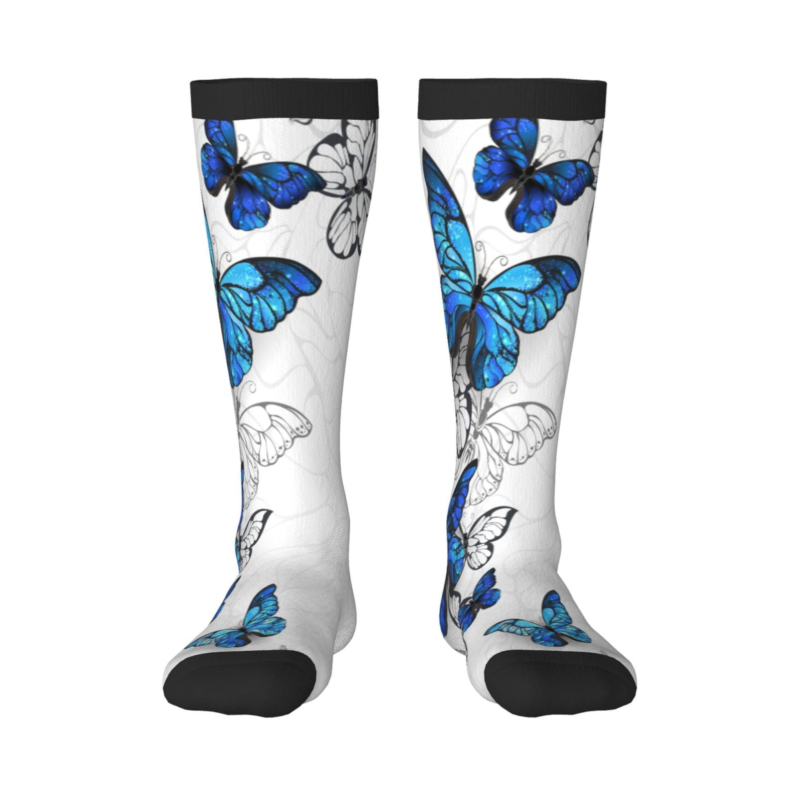 Coaee Blue Flying Butterflies Socks, Stylish Sports High Socks ...