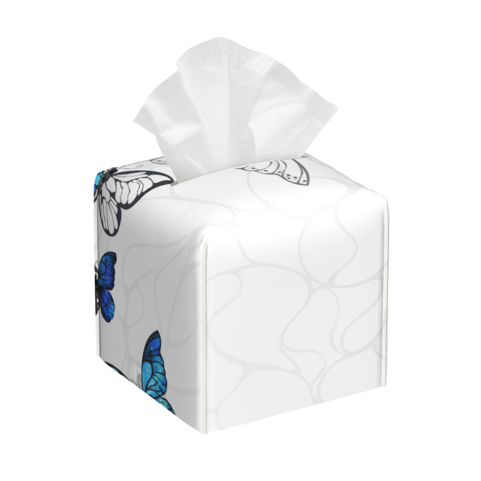 Coaee Blue Flying Butterflies for Leather Tissue Box Cover Square ...