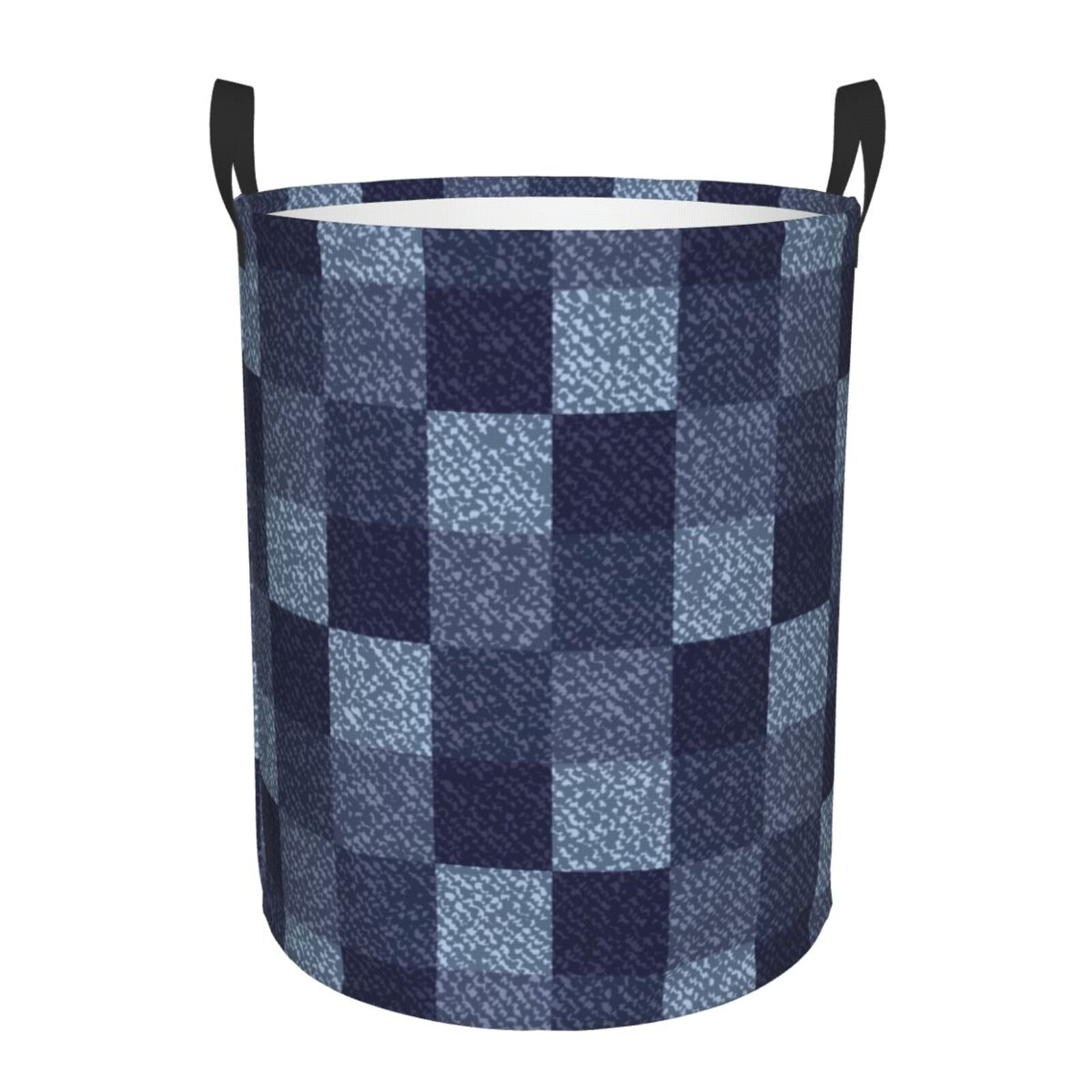 Coaee Blue Gingham Buffalo Check Laundry Basket with Handle, Waterproof ...