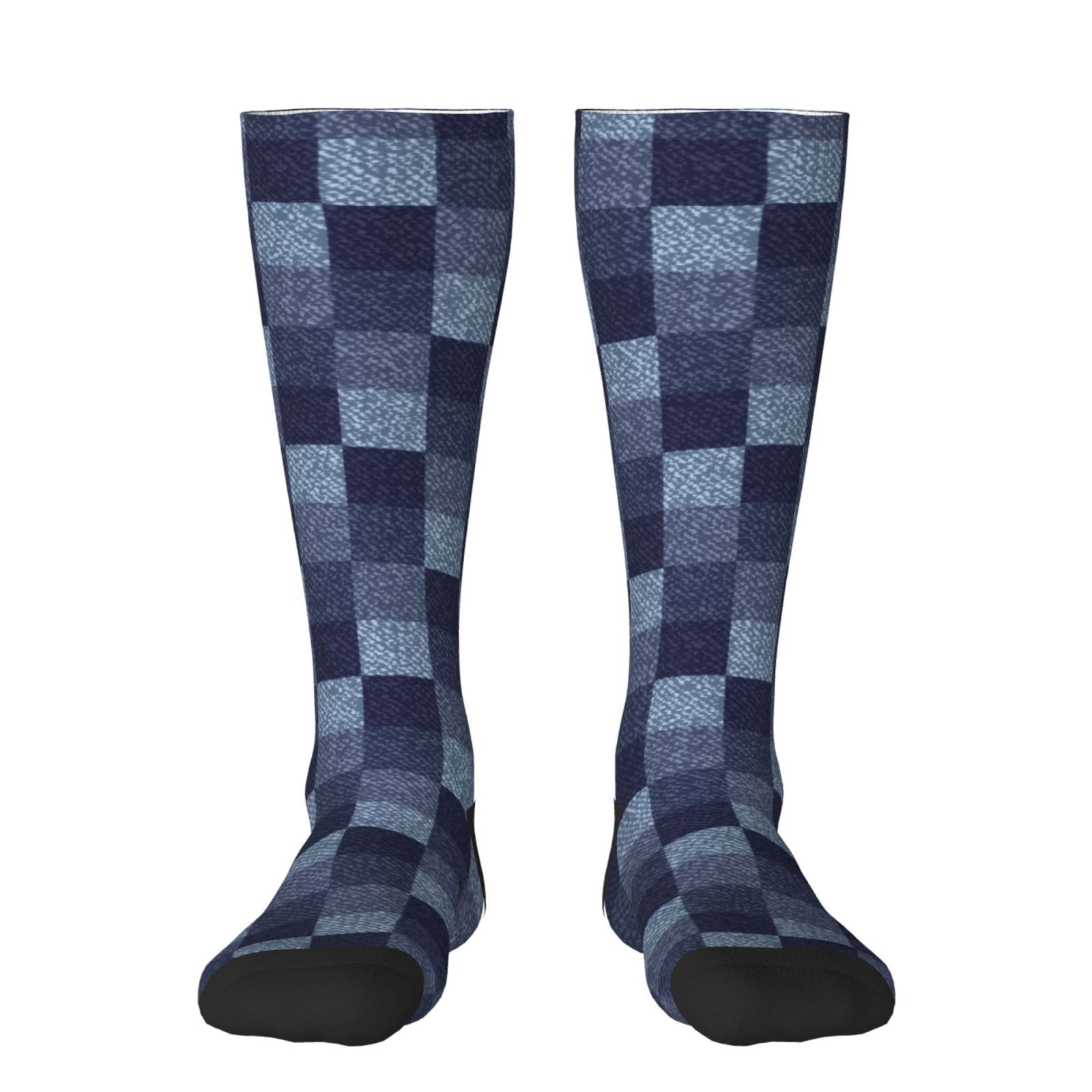 Coaee Blue Gingham Buffalo Check Print Sock Breathable,Adult Stockings ...