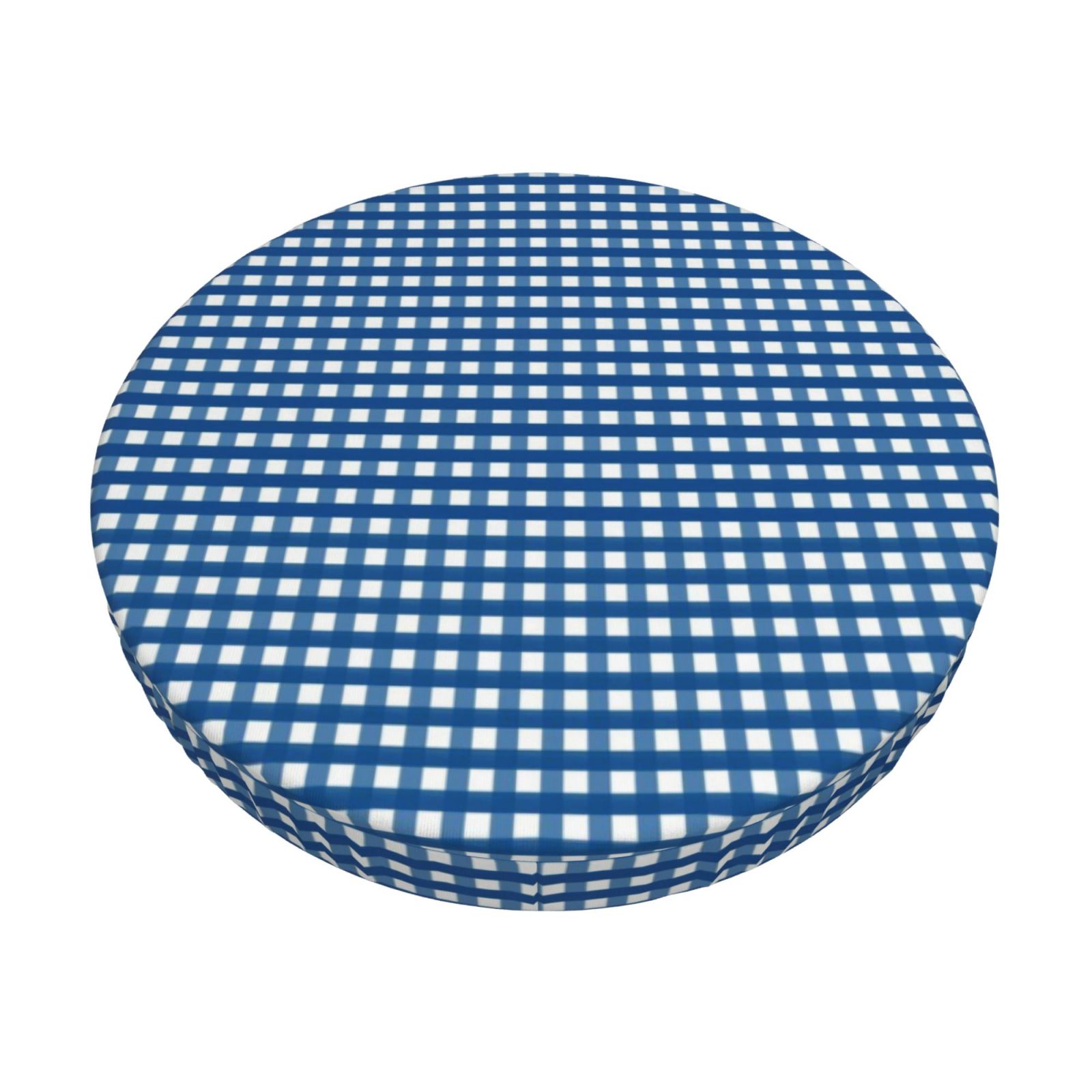 Coaee Blue Gingham Round Bar Stool Seat Covers Washable Stool Cushion ...