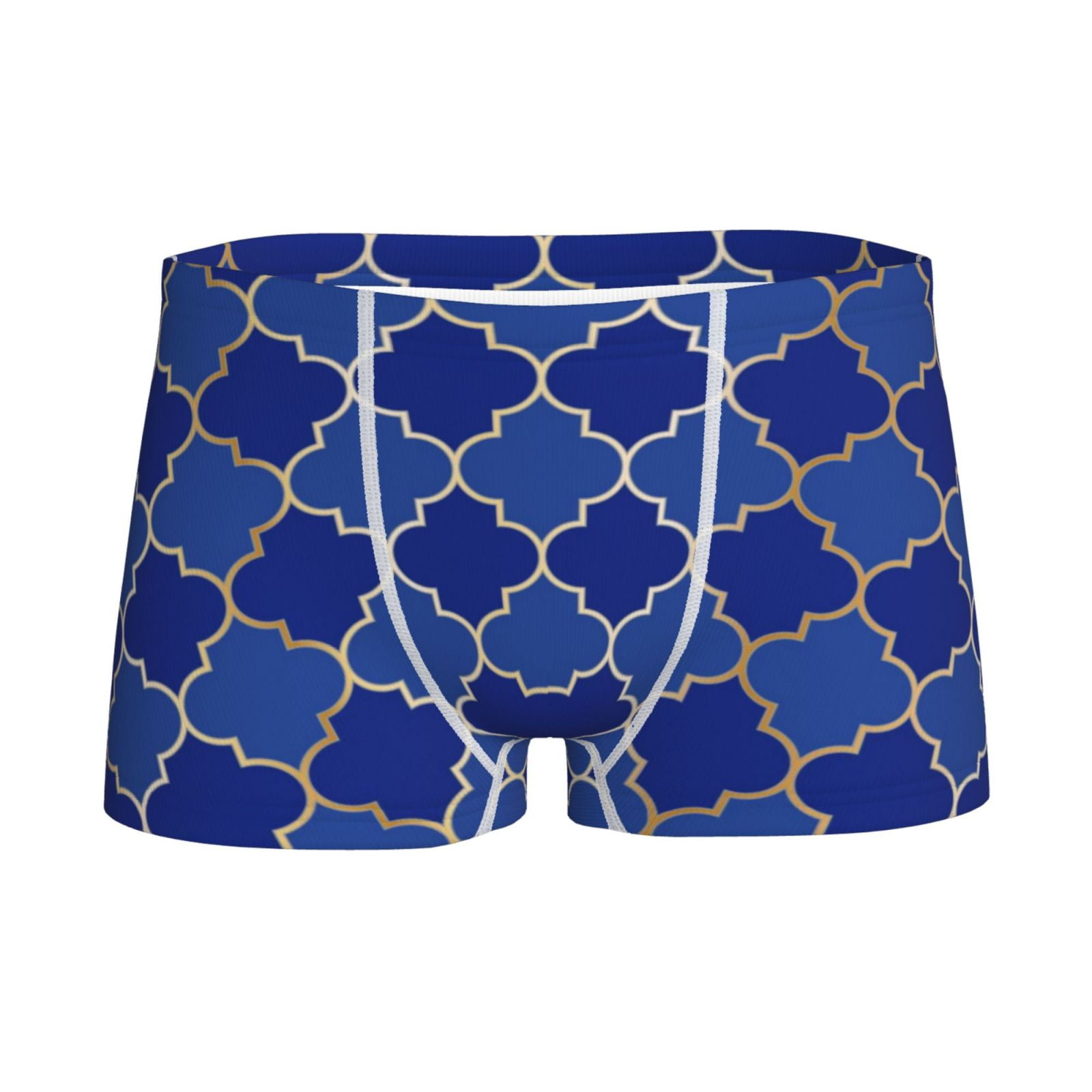 Coaee Blue Gold Grid Lantern Shapes Boy's Cotton Boxer Briefs Soft and ...