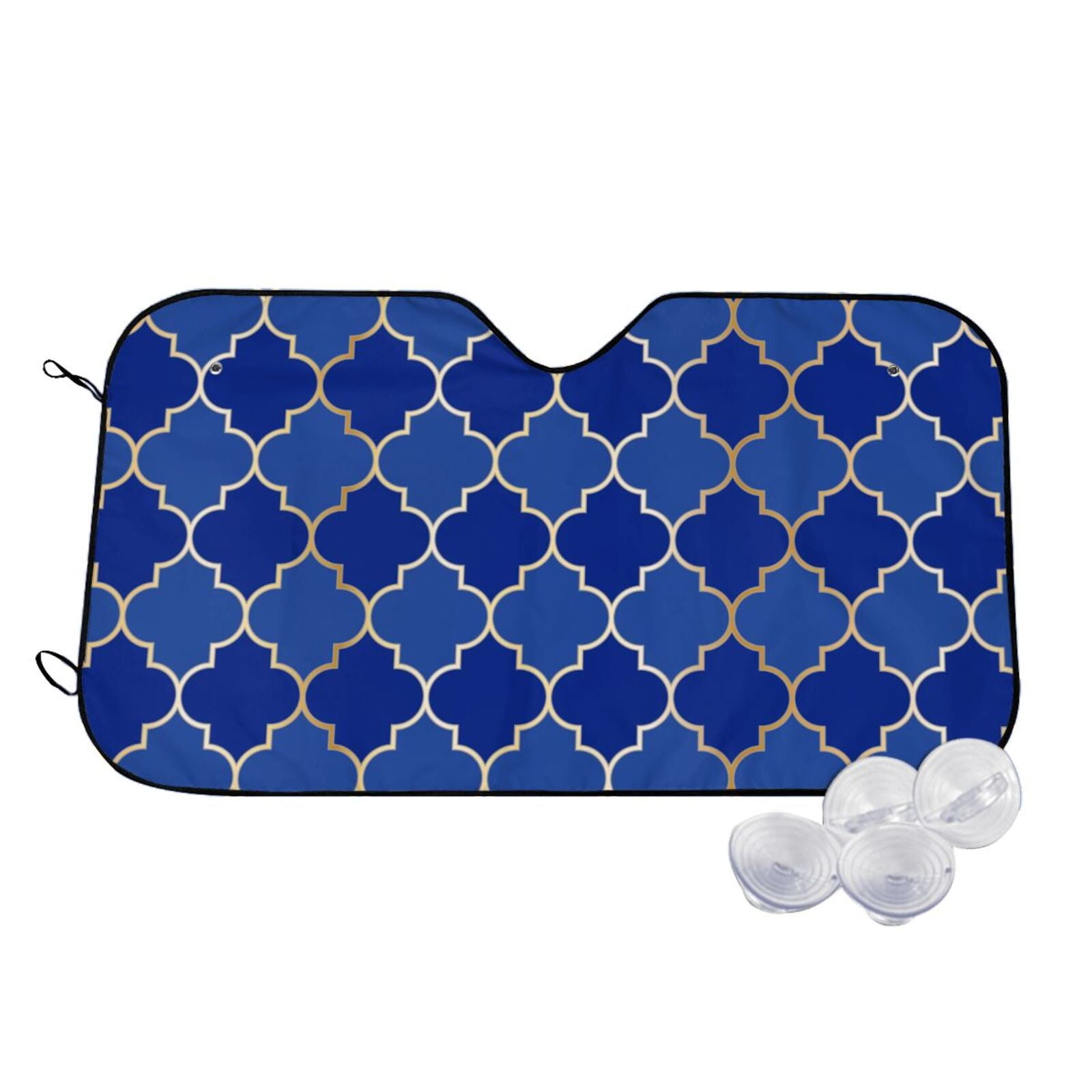 Coaee Blue Gold Grid Lantern Shapes Car Windshield Sunshade,Uv Rays Sun ...