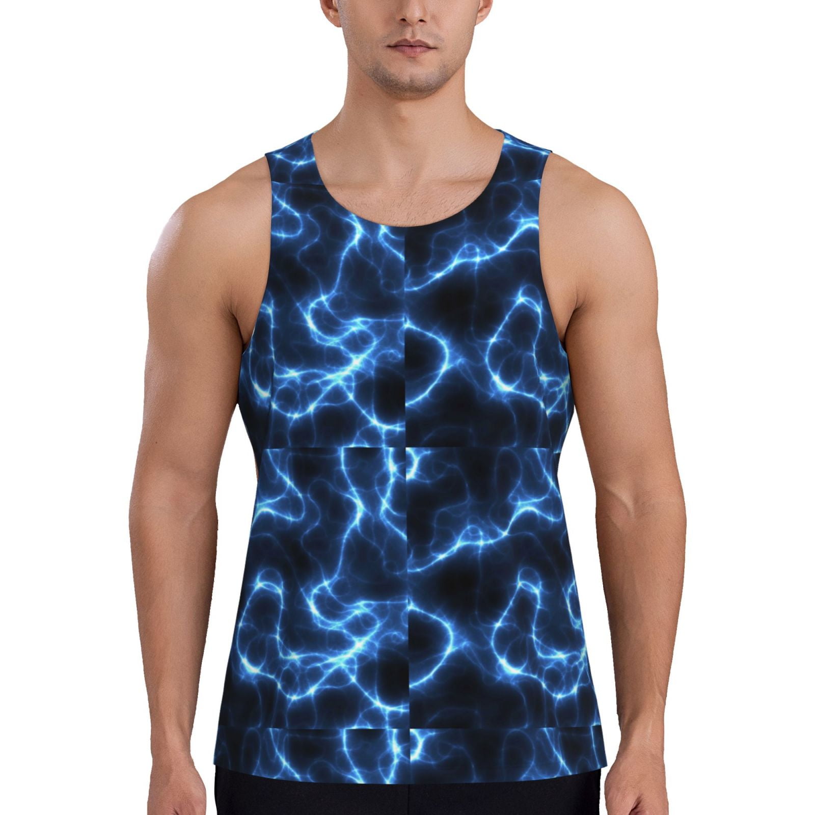 Coaee Blue Lightning Men's Workout Tank Top, Men's Tank Top Sleeveless ...