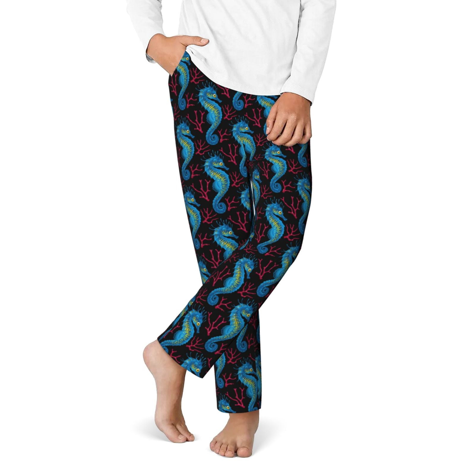 Coaee Blue Seahorse for Teen lounge pants Comfortable Lounge Long Pants ...
