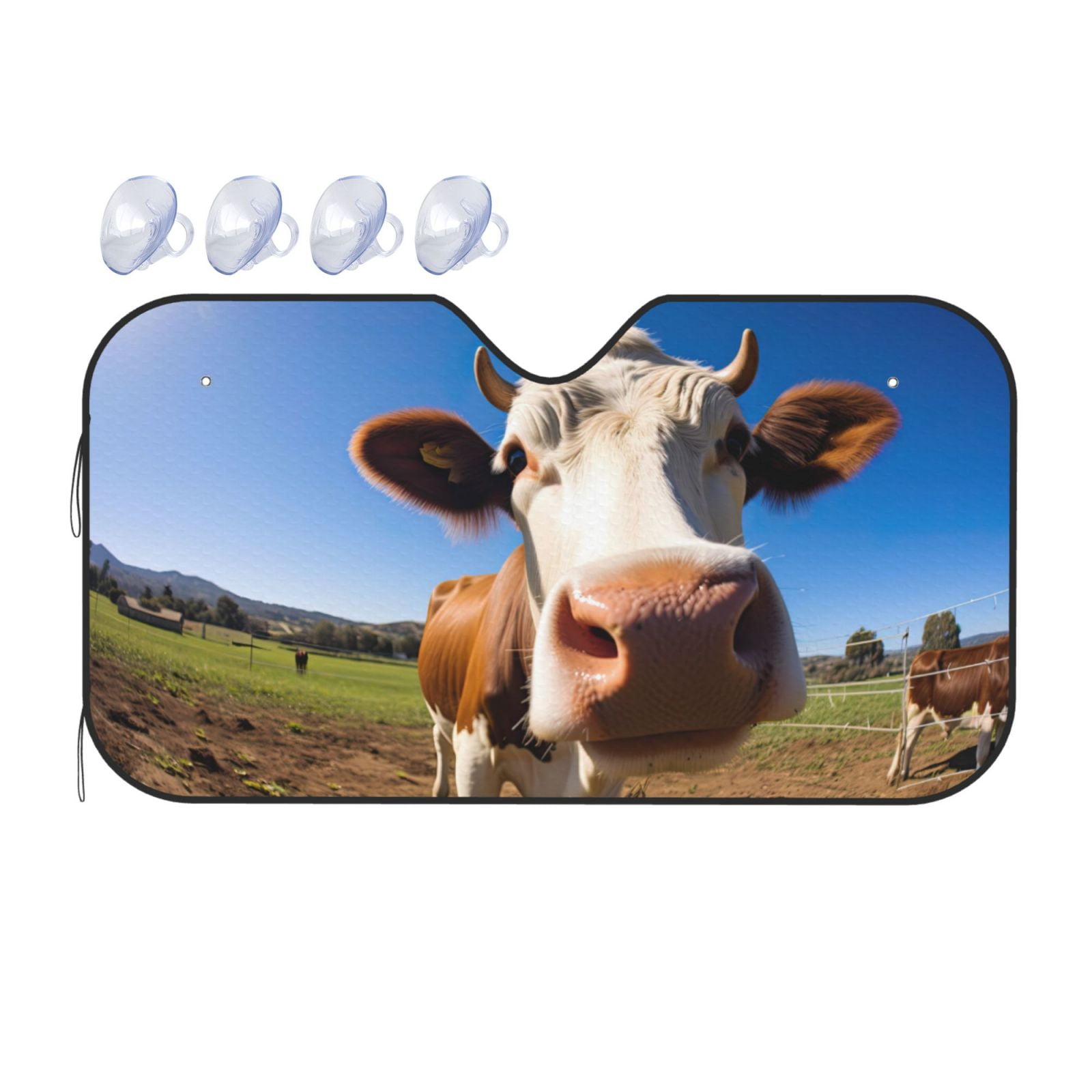 Coaee Blue Sky Meadow Cute Cow for Car Sunshade Windshield Sun Shade ...