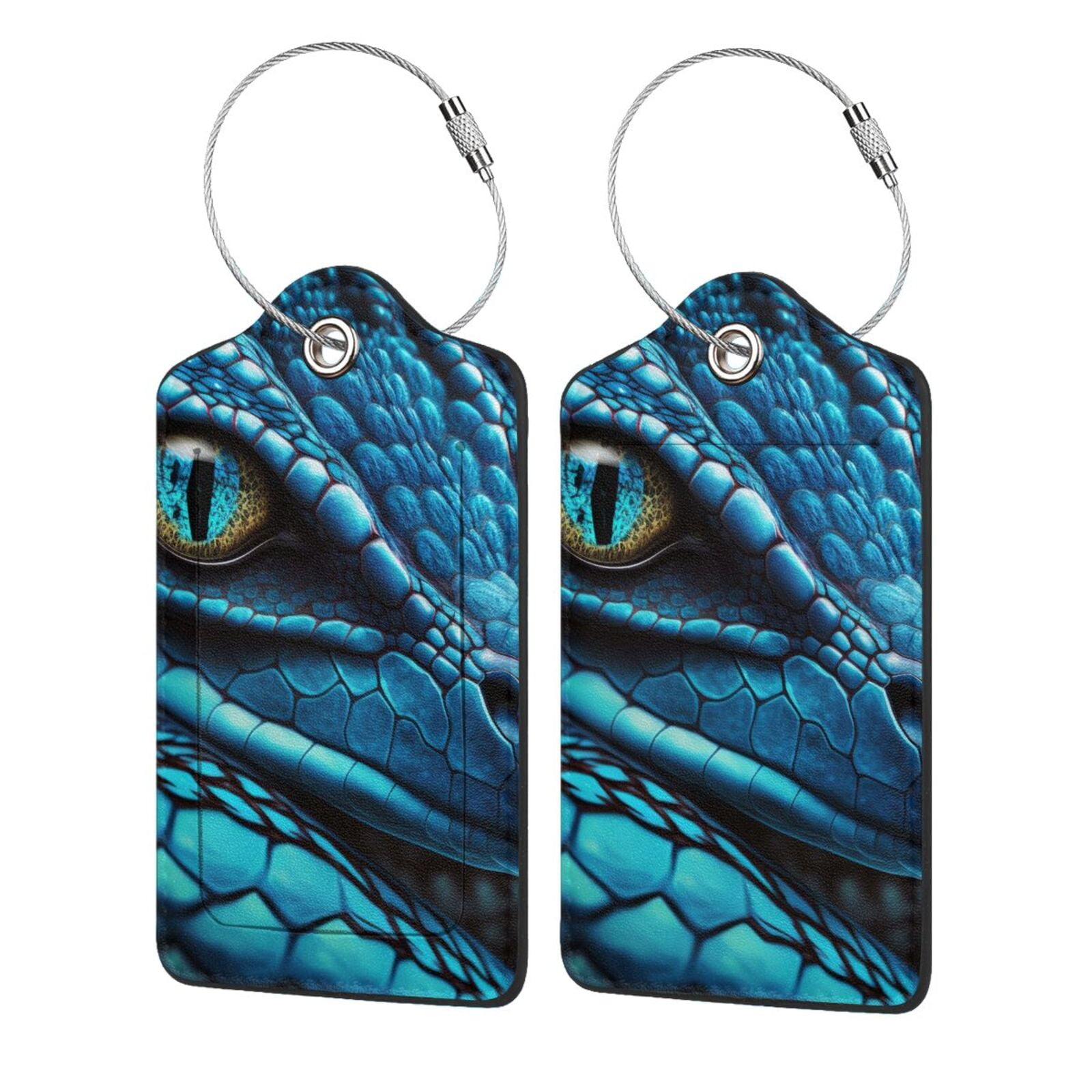 Coaee Blue Viper Snake Closeup Face Untethered Leather Luggage Tags for ...