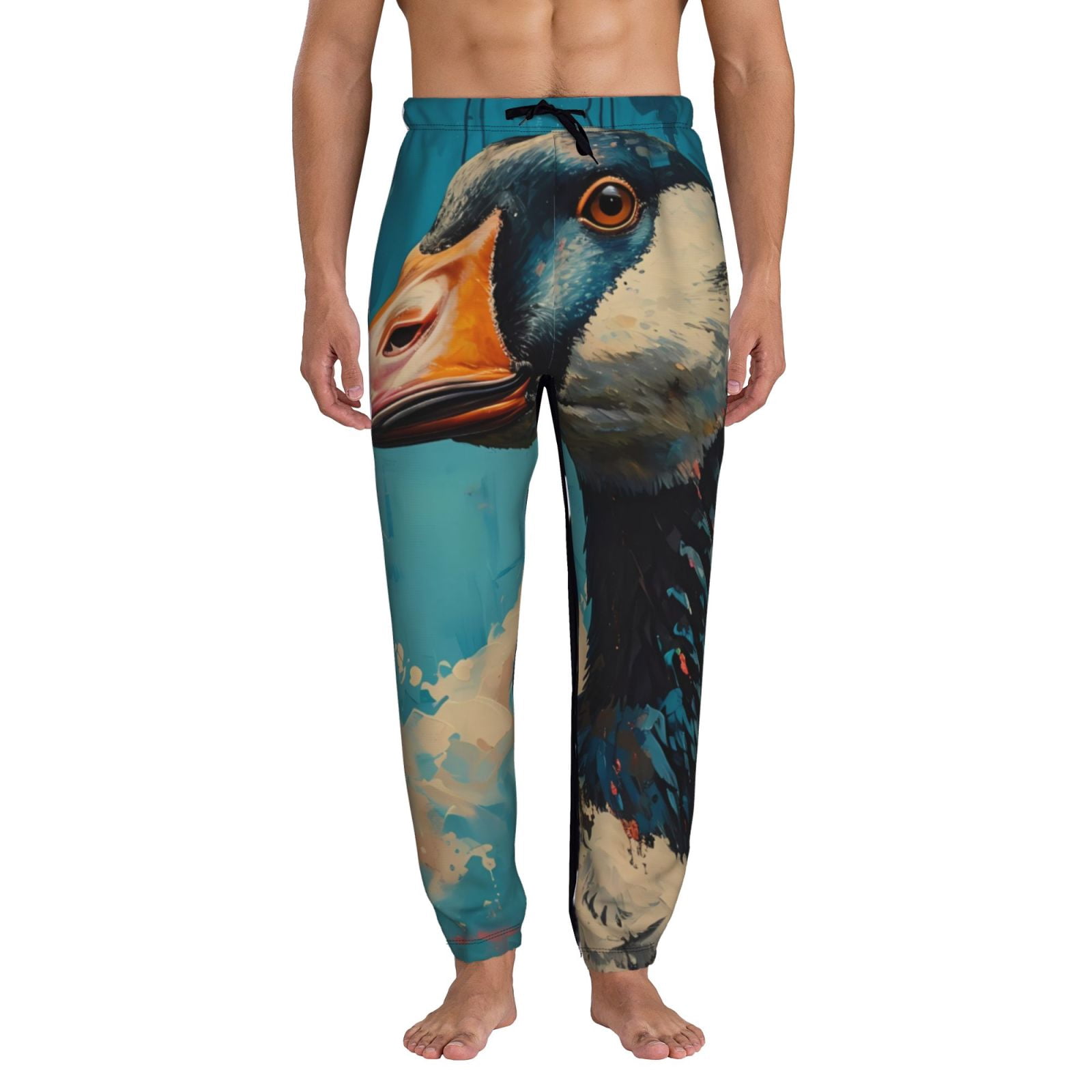 Coaee Blue Watercolor Duck for Sweatpants for Men, Men's Joggers with ...