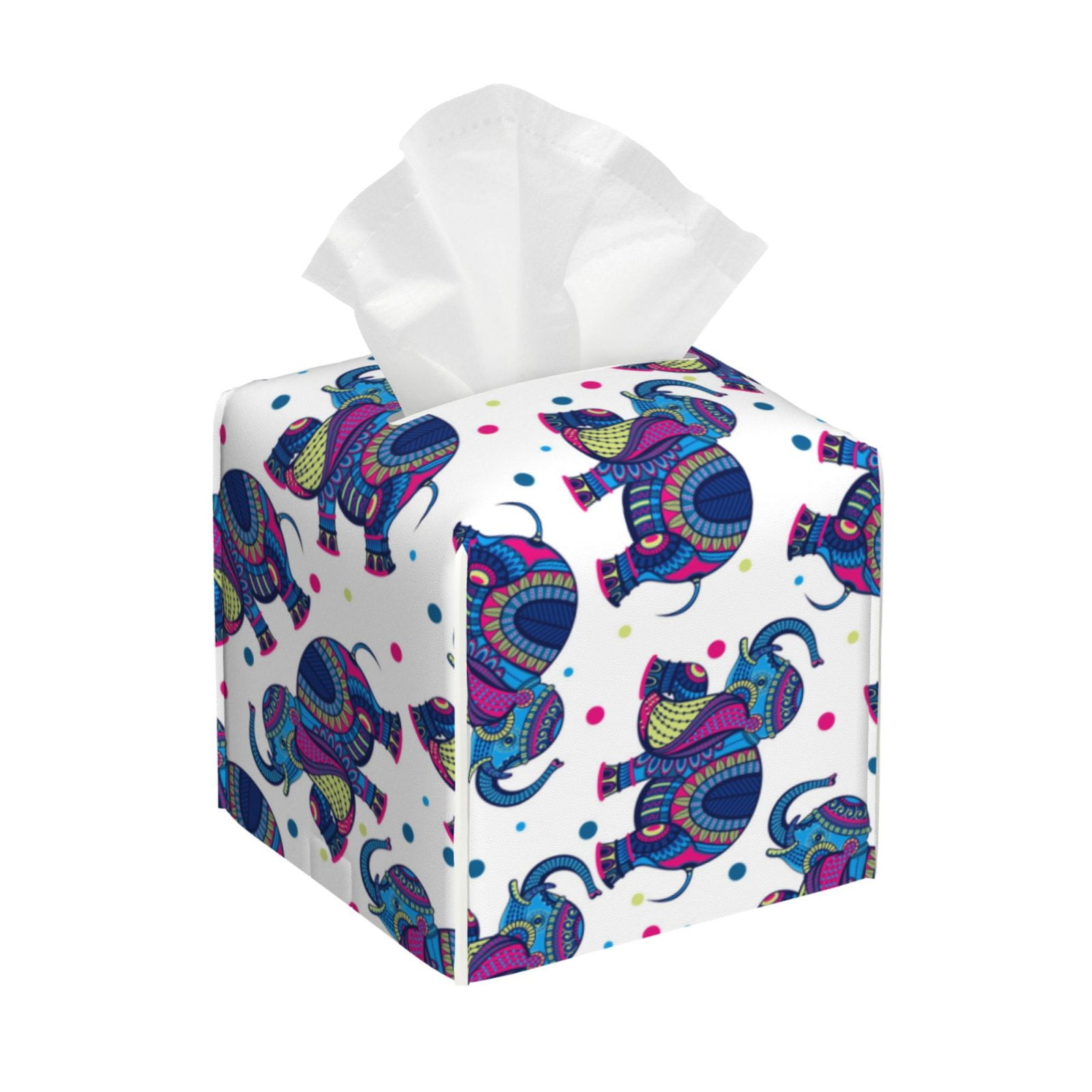 Coaee Boho elephant for Leather Tissue Box Cover Square Tissue Box ...