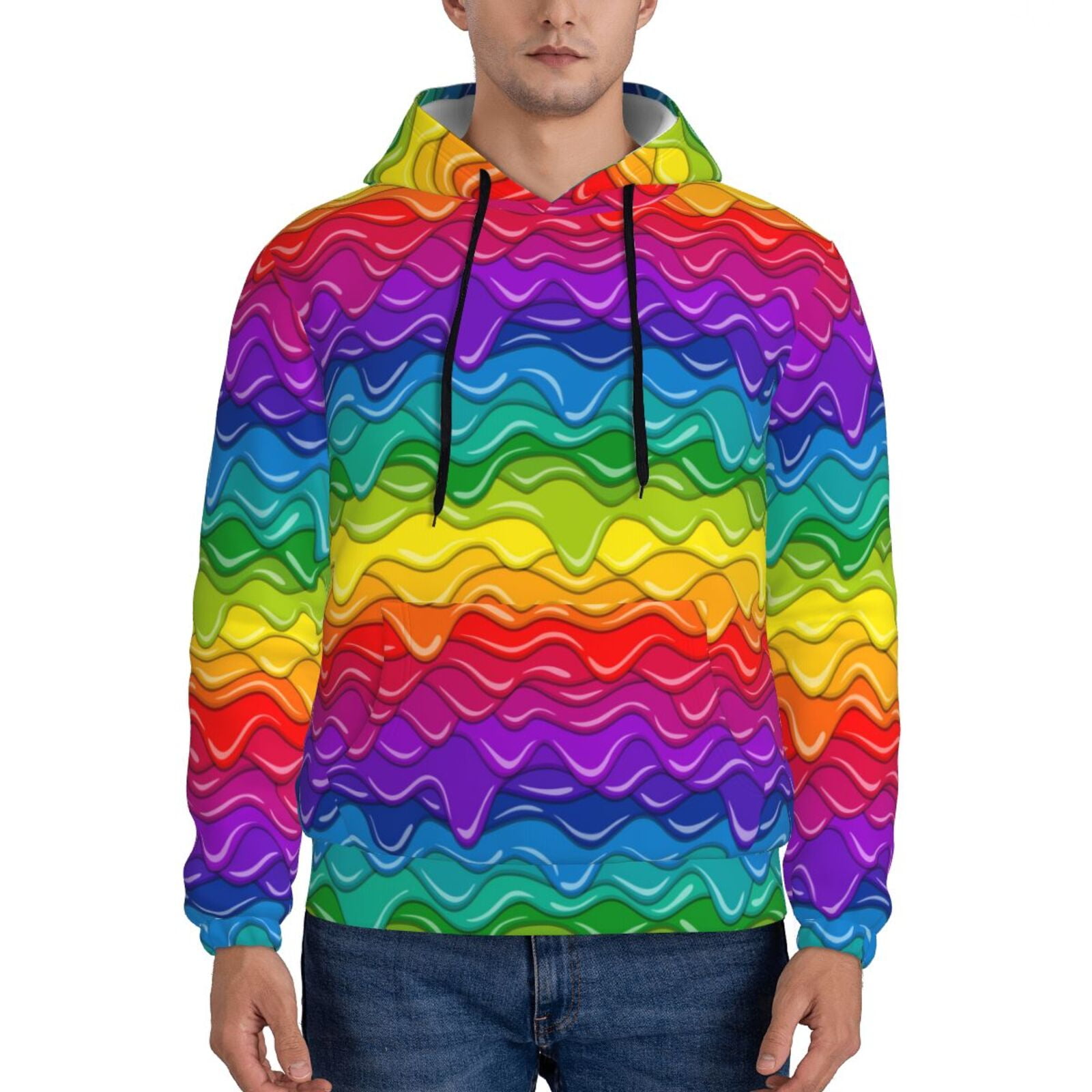 Coaee Bright Rainbow for Adult Hoodie Pullover Sweatshirt for Men ...