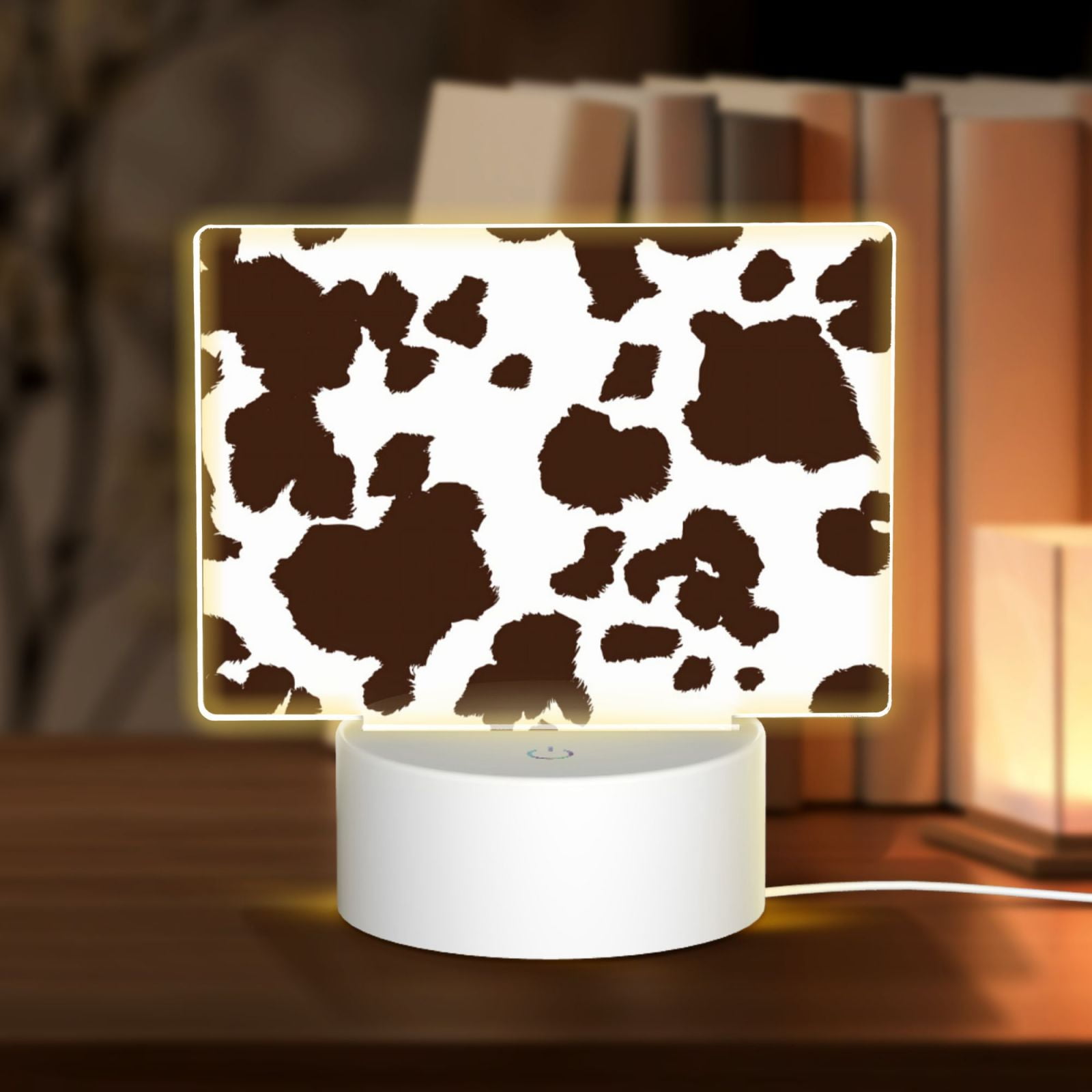 Coaee Brown Cow for Rectangular Acrylic LED Desk Lamp 3 Color Change ...