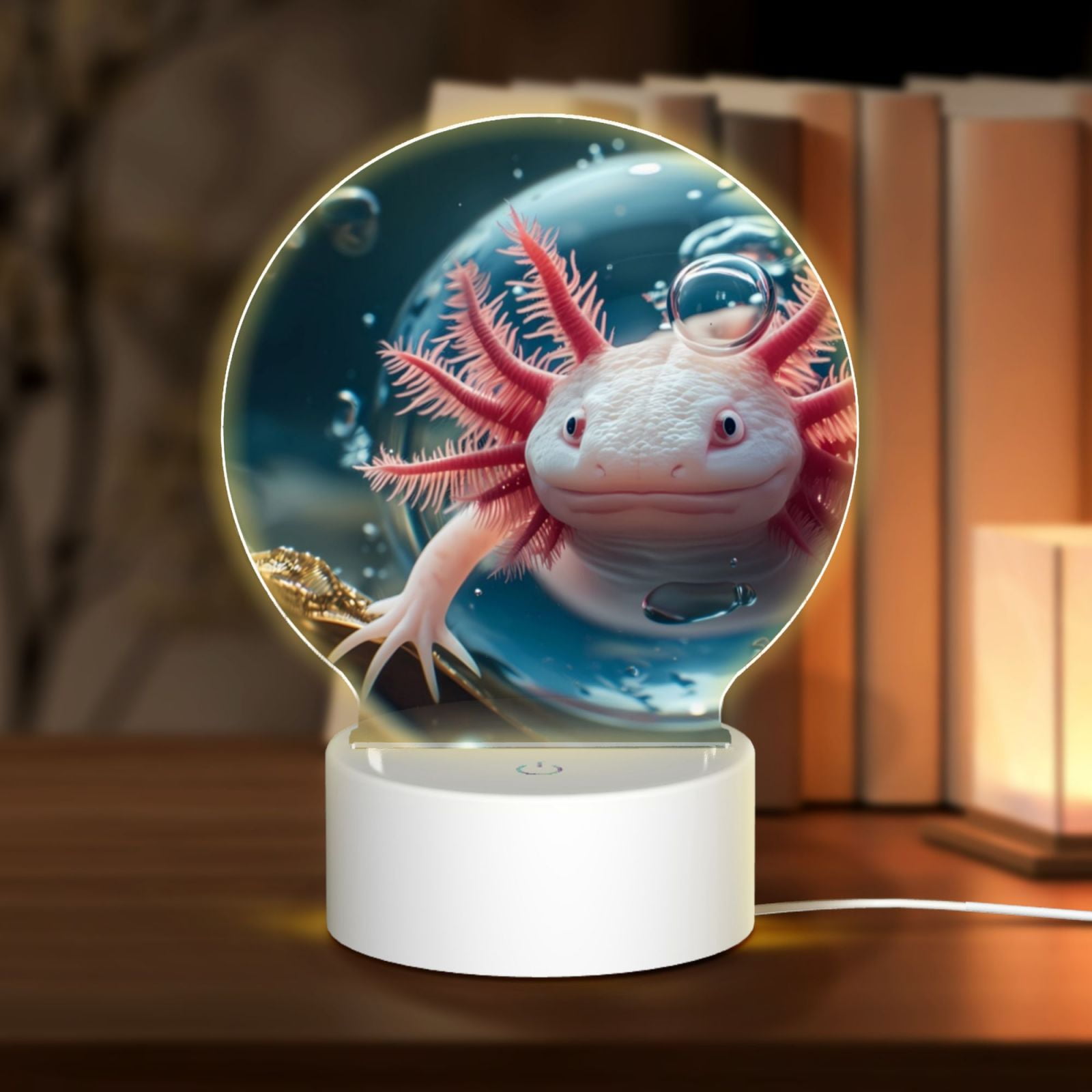 Coaee Bubbles Axolotl Fantasy for Round Acrylic LED Desk Lamp 3 Color ...