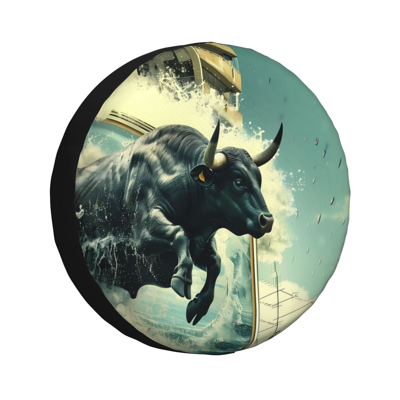 Coaee Bull Charging Through Waves for Tire Cover,Car Tire Tust Cover ...