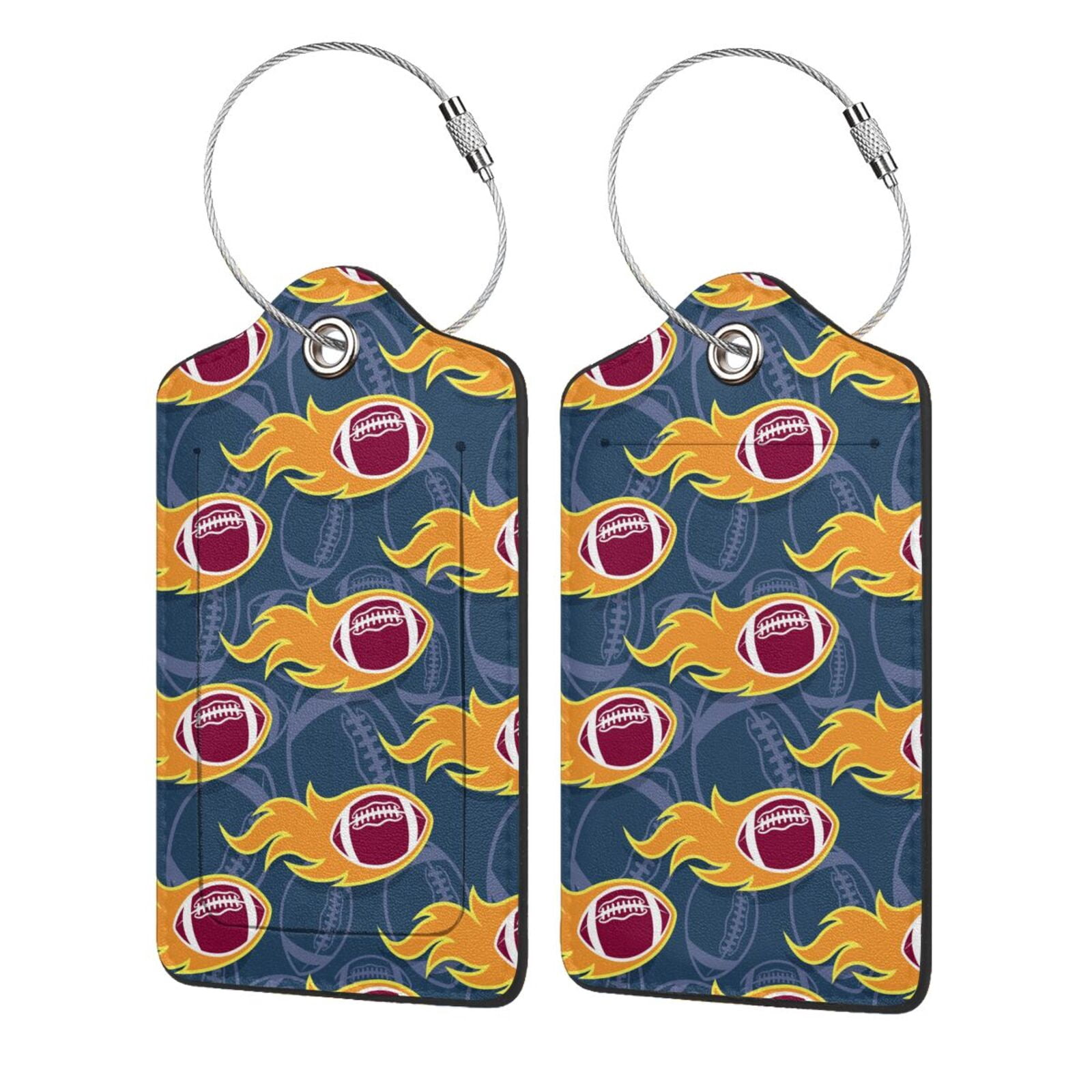Coaee Burning Rugby Balls Untethered Leather Luggage Tags for Suitcases ...