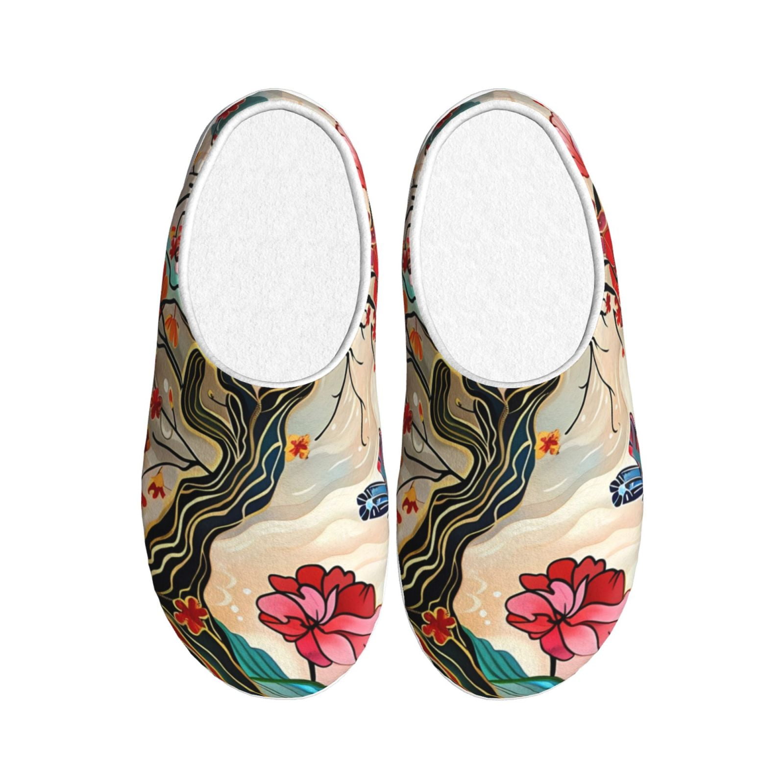 Coaee Butterflies And Flowers Painting for Mens Slippers Indoor Slip On ...