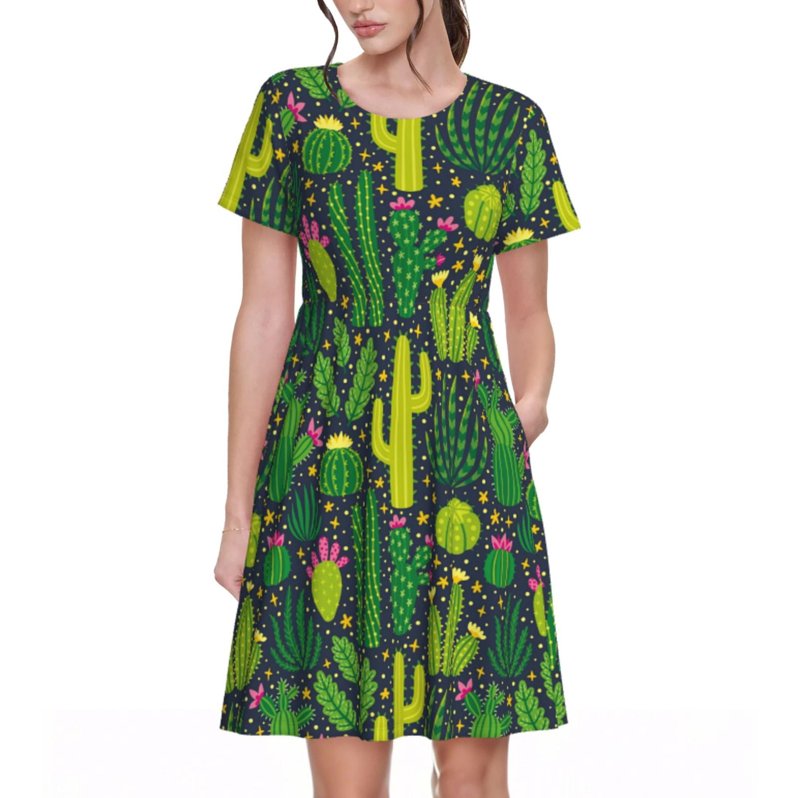Coaee Cactus 1 for Casual Dress for Women Short Sleeve Dresses with ...