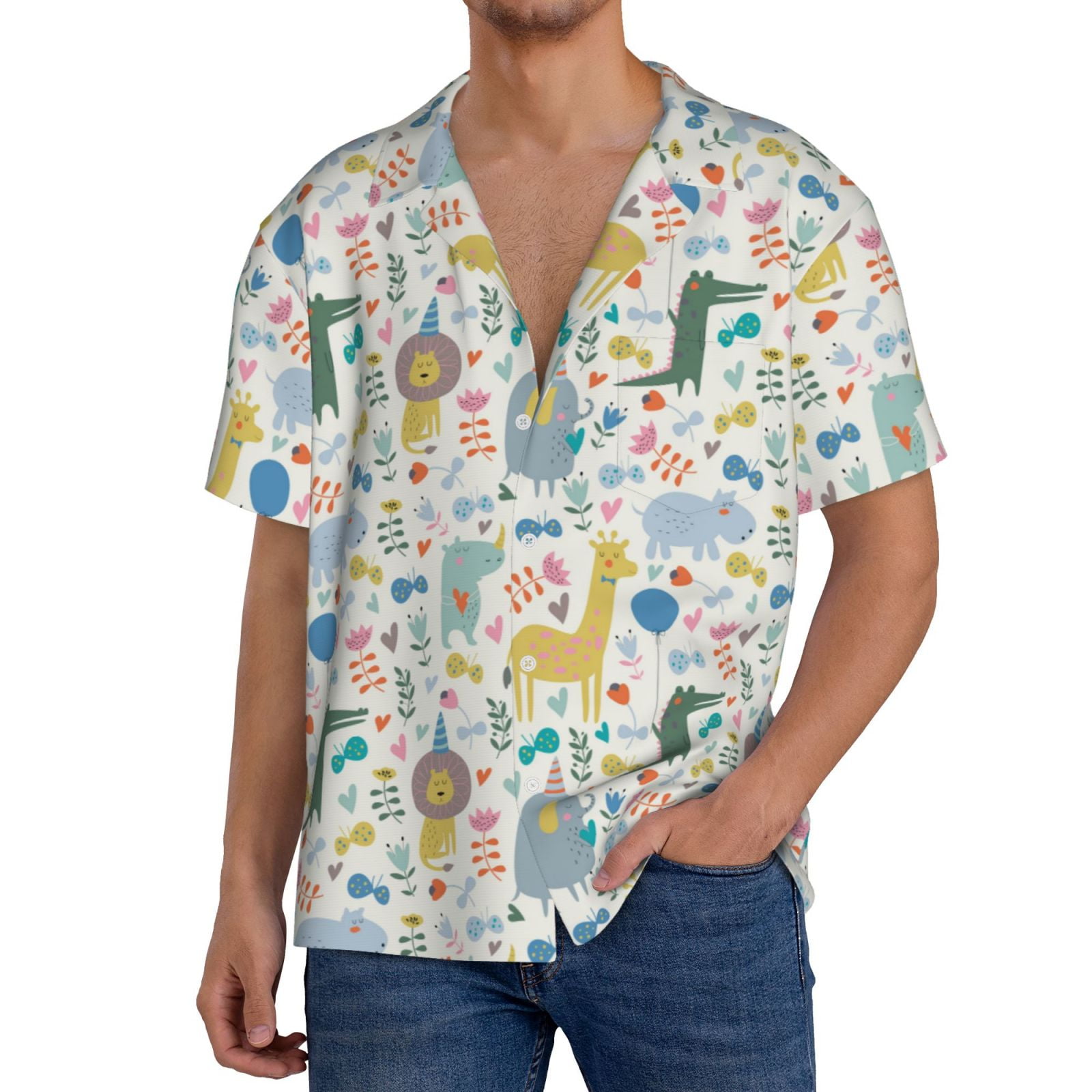 Coaee Cartoon Animals Coaee {designName} for Men's Casual Button Down ...