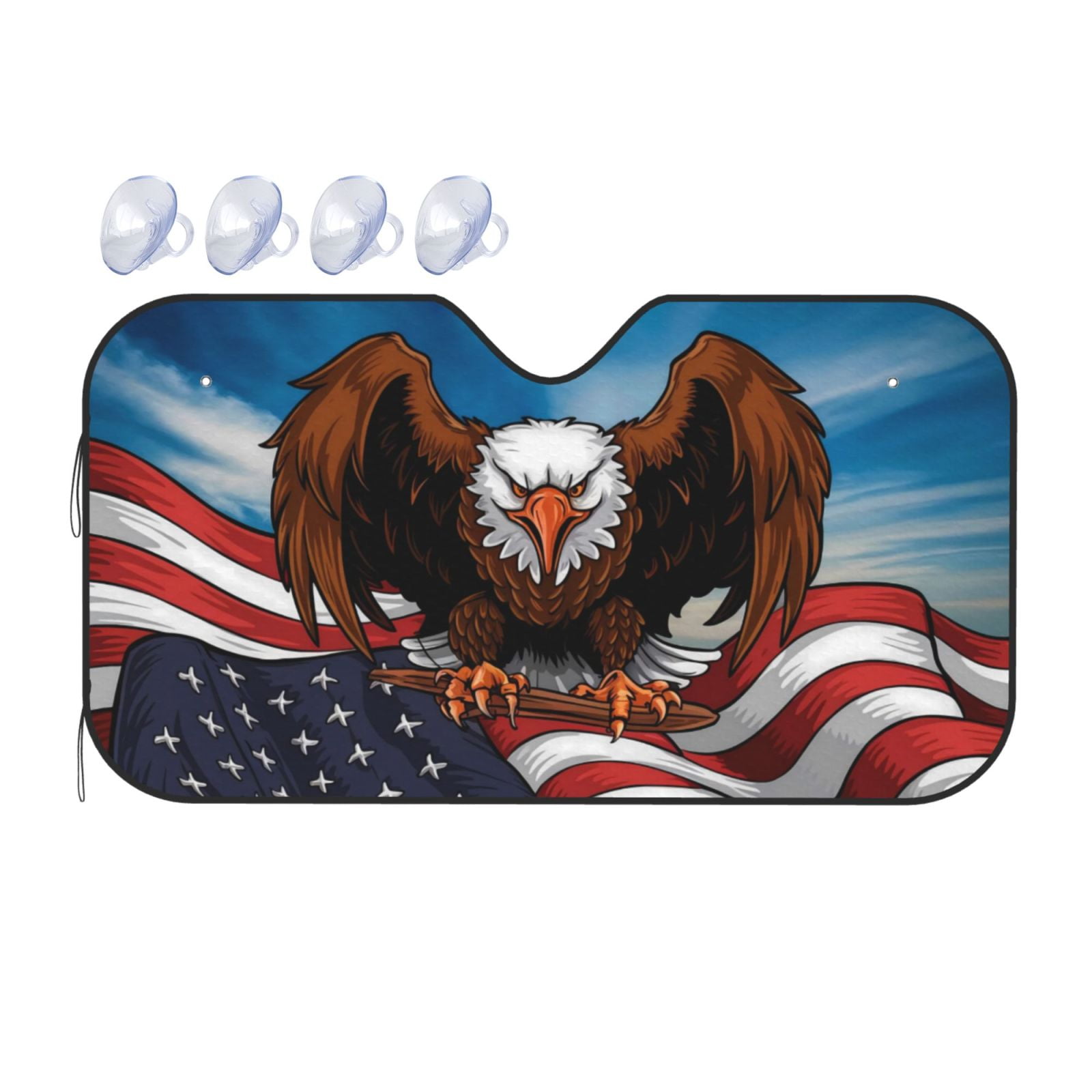 Coaee Cartoon Bald Eagle USA for Car Sunshade Windshield Sun Shade Reflect UV Sun for Most ...
