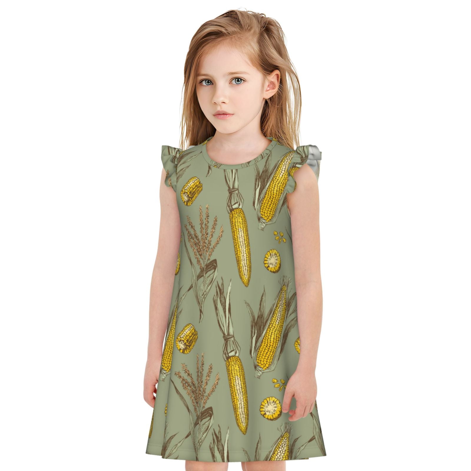 Coaee Cartoon Corn and Wheat for Printed Girls Nightgowns Short Sleeve ...