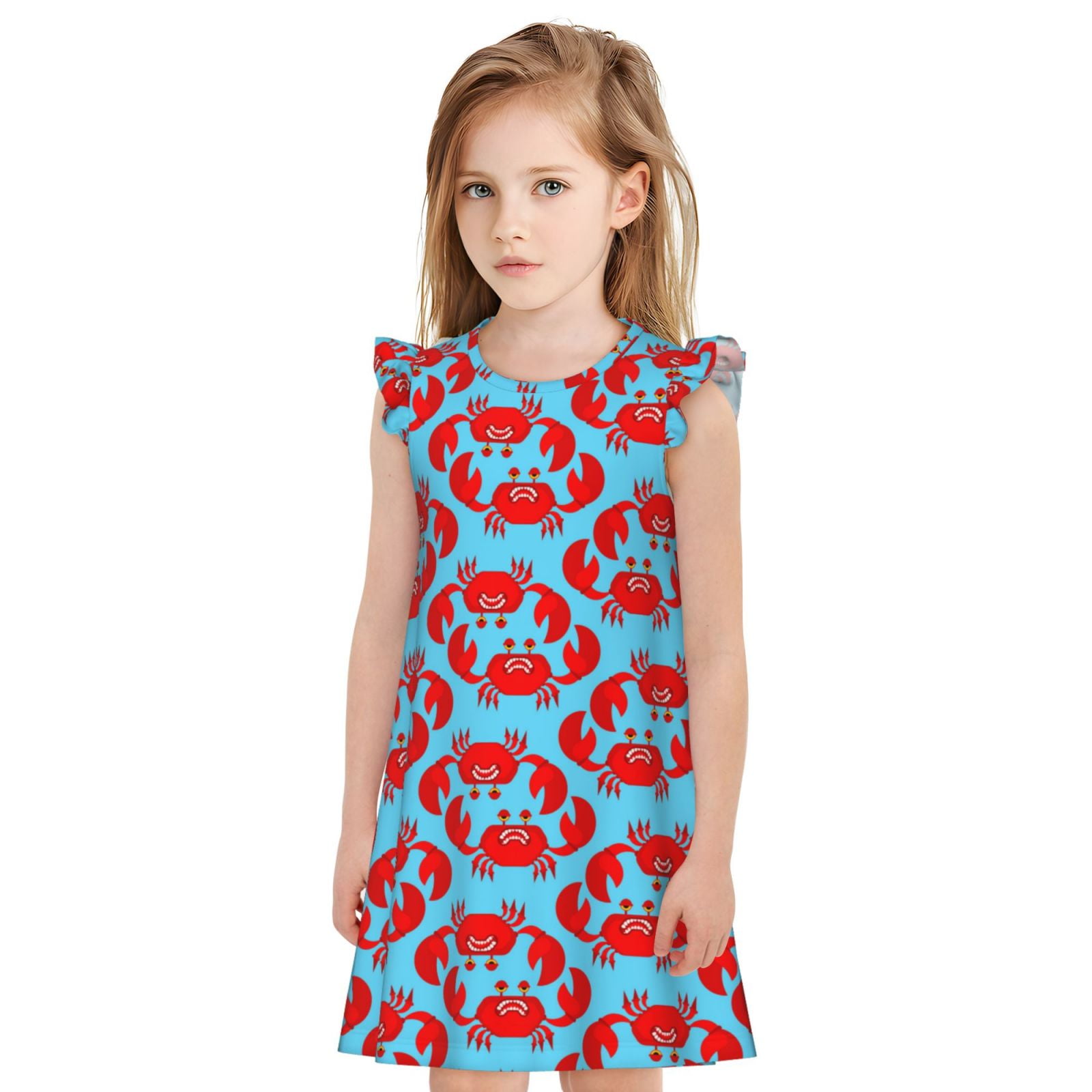 Coaee Cartoon Crabs for Printed Girls Nightgowns Short Sleeve Sleep ...