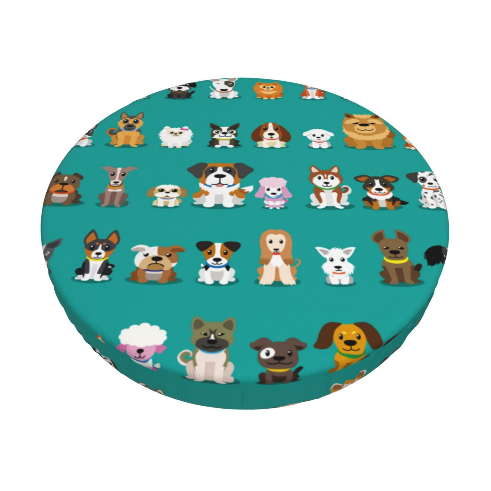 Coaee Cartoon Dogs Round Bar Stool Seat Covers Washable Stool Cushion ...