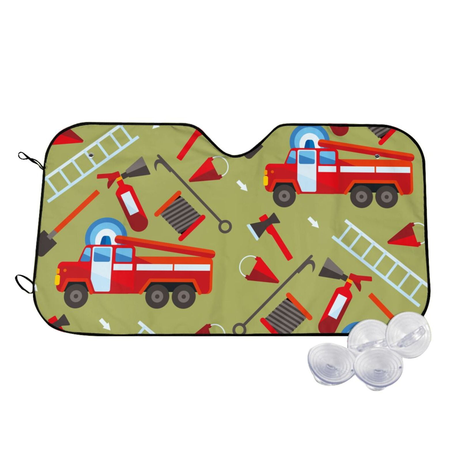 Coaee Cartoon Fire Truck Car Windshield Sunshade,Uv Rays Sun Visor ...