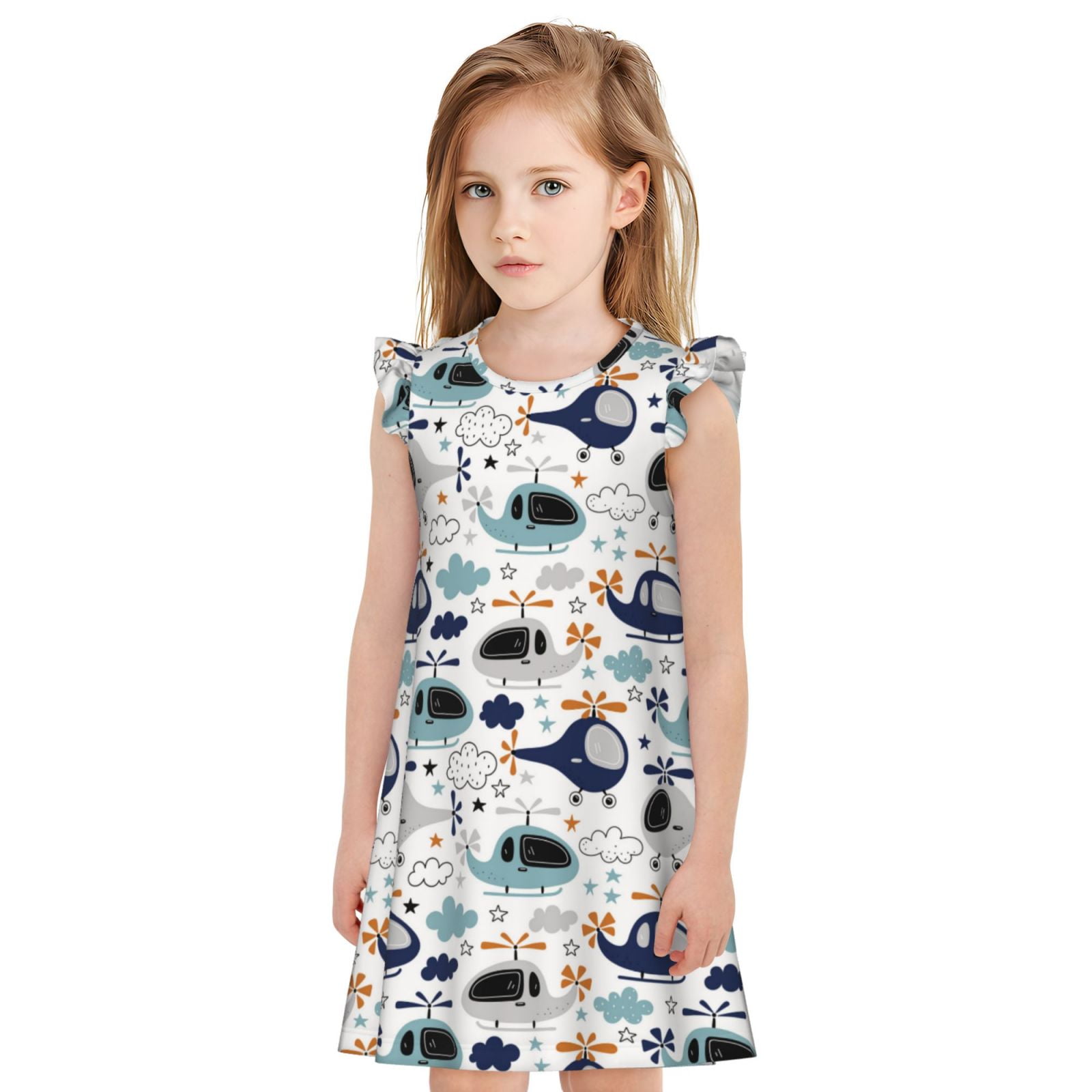 Coaee Cartoon Helicopters for Printed Girls Nightgowns Short Sleeve ...