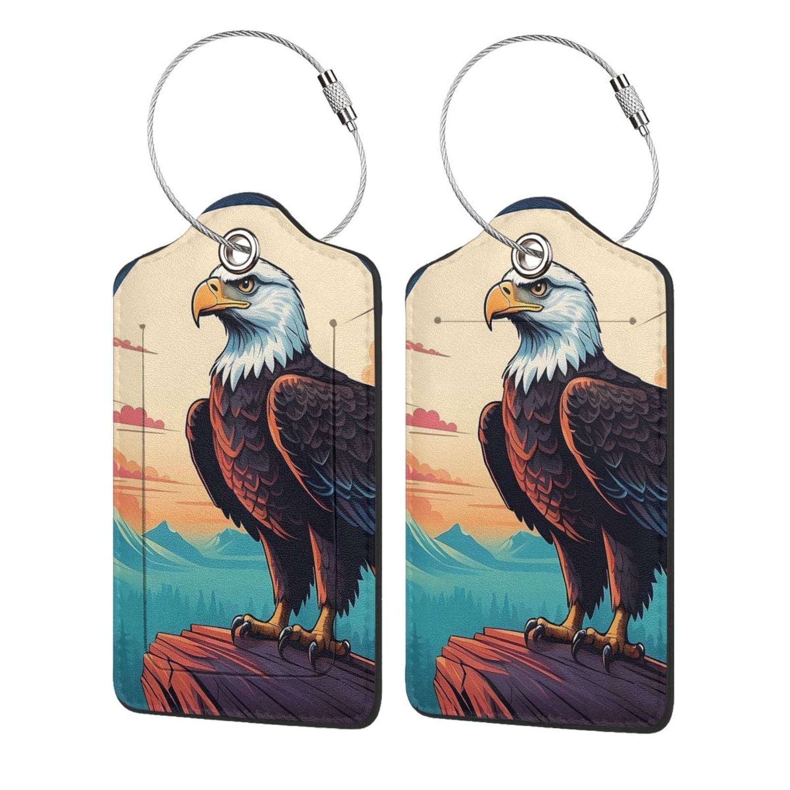 Coaee Cartoon Iceberg Bald Eagle Untethered Leather Luggage Tags for ...