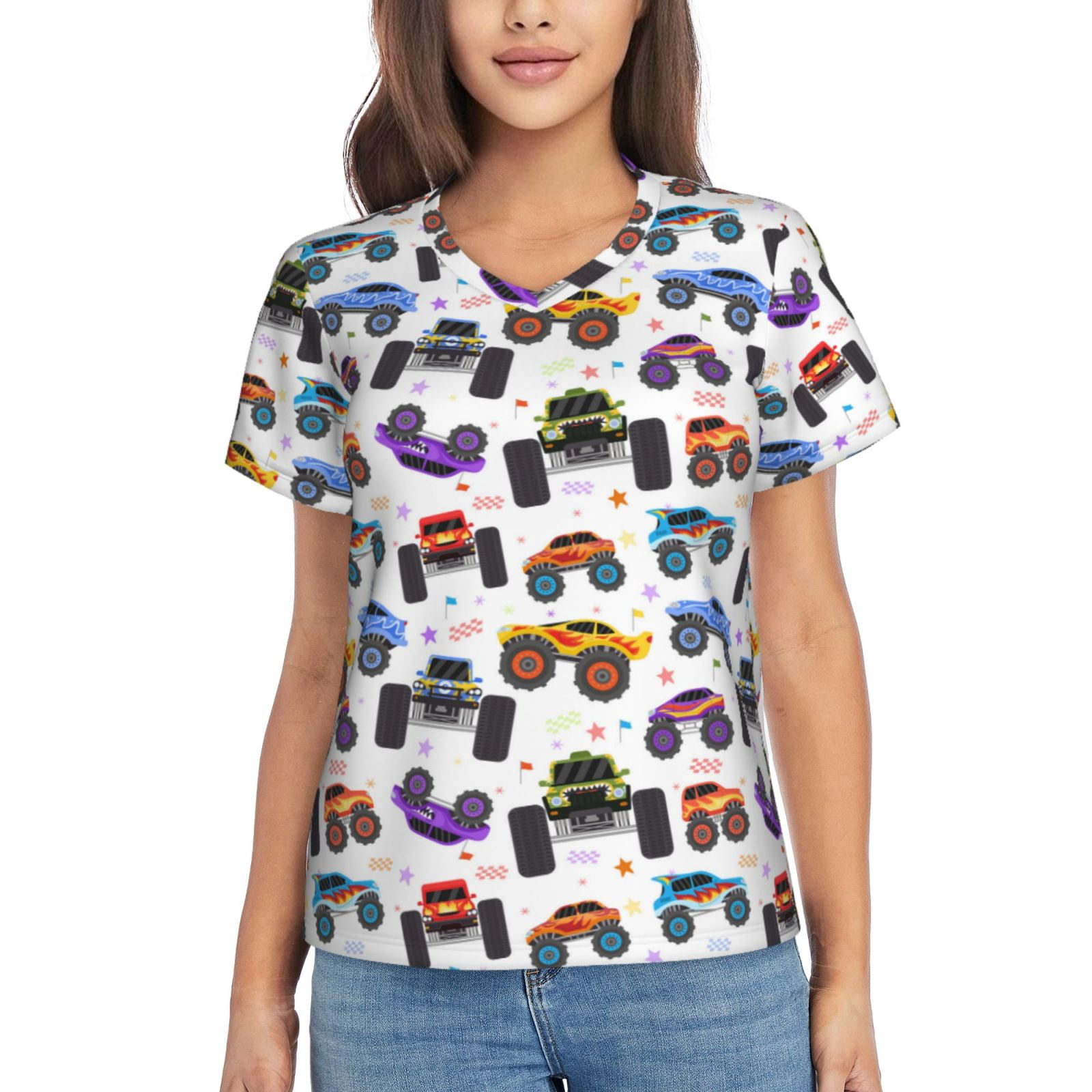 Coaee Cartoon Monster Trucks1 for Women's Classic Fit T Shirts Short ...