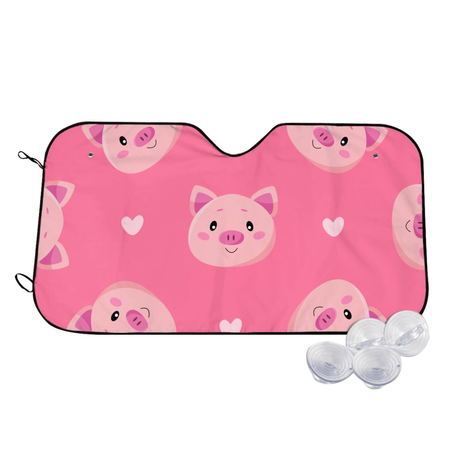 Coaee Cartoon Pigs And Hearts Car Windshield Sunshade,Uv Rays Sun Visor ...