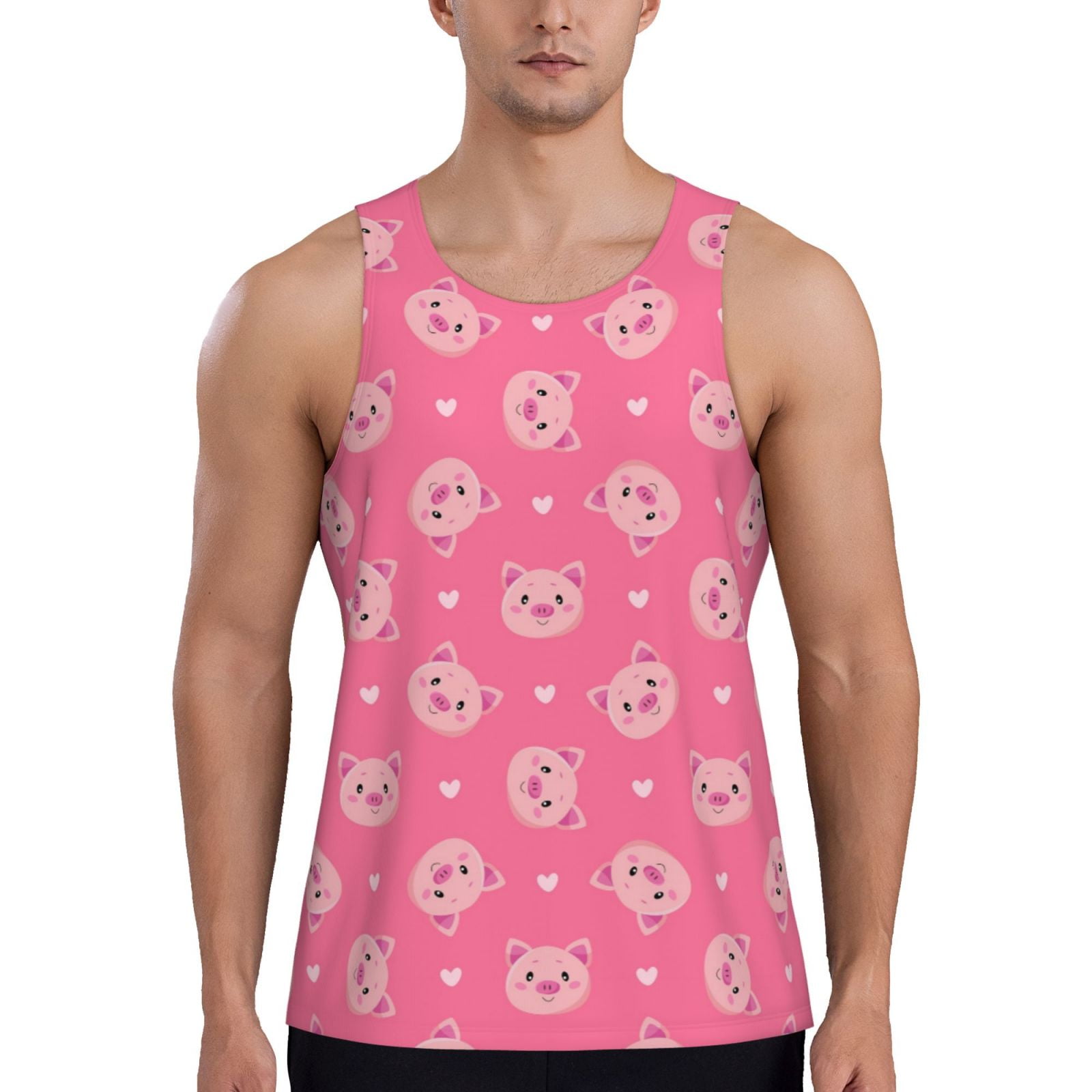 Coaee Cartoon Pigs and Hearts Men's Workout Tank Top, Men's Tank Top ...