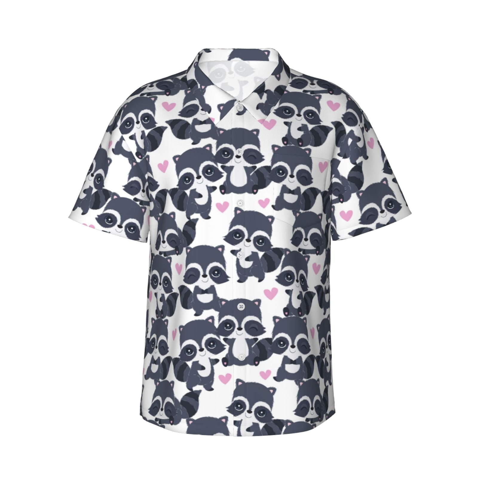 Coaee Cartoon Raccoon for Men's Hawaiian Shirt Summer Beach Casual ...