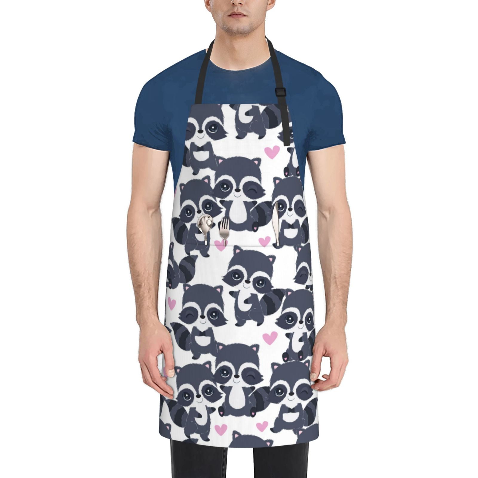 Coaee Cartoon Raccoon for Waterproof Apron for Unisex Adult with ...