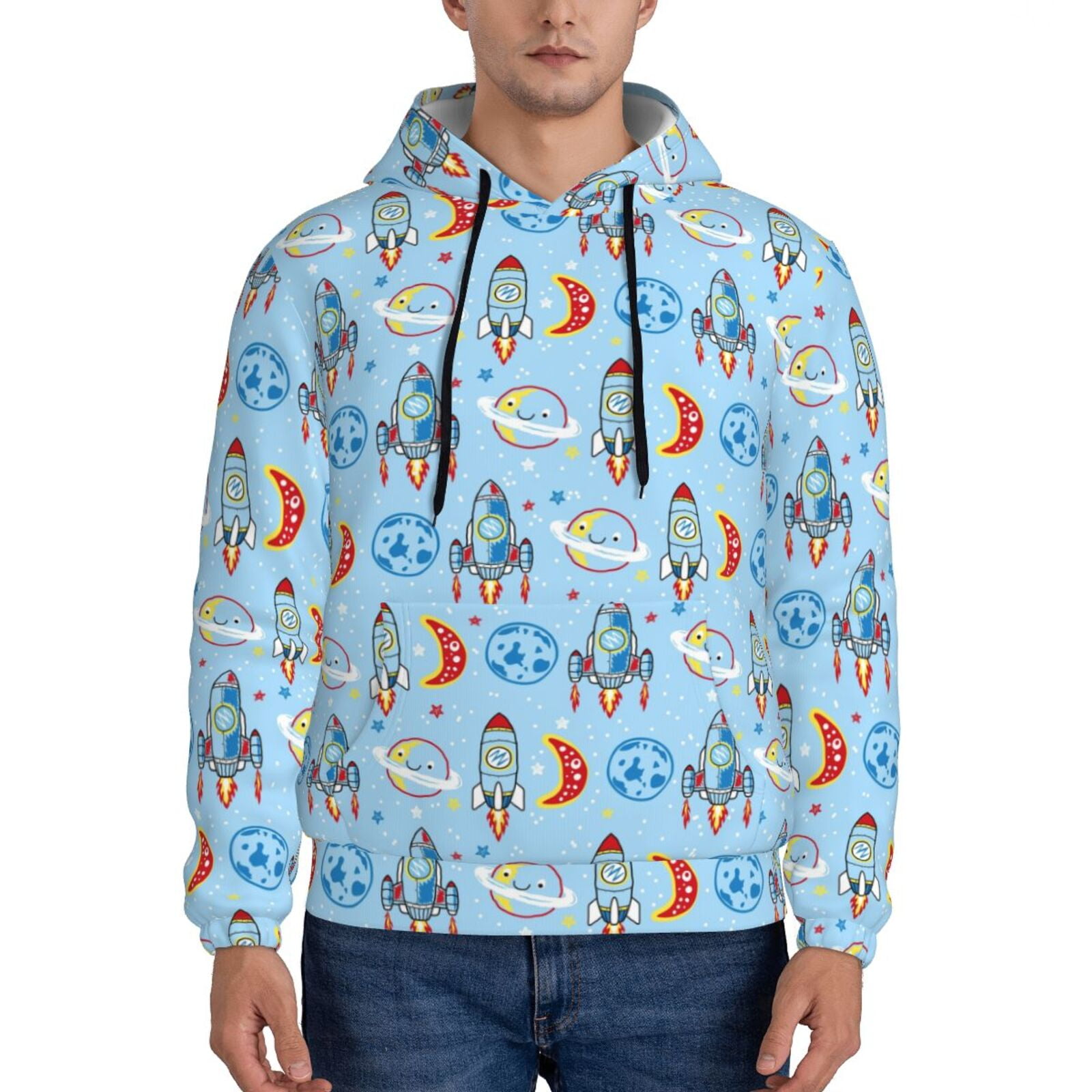 Coaee Cartoon Rocket With Space for Adult Hoodie Pullover Sweatshirt ...