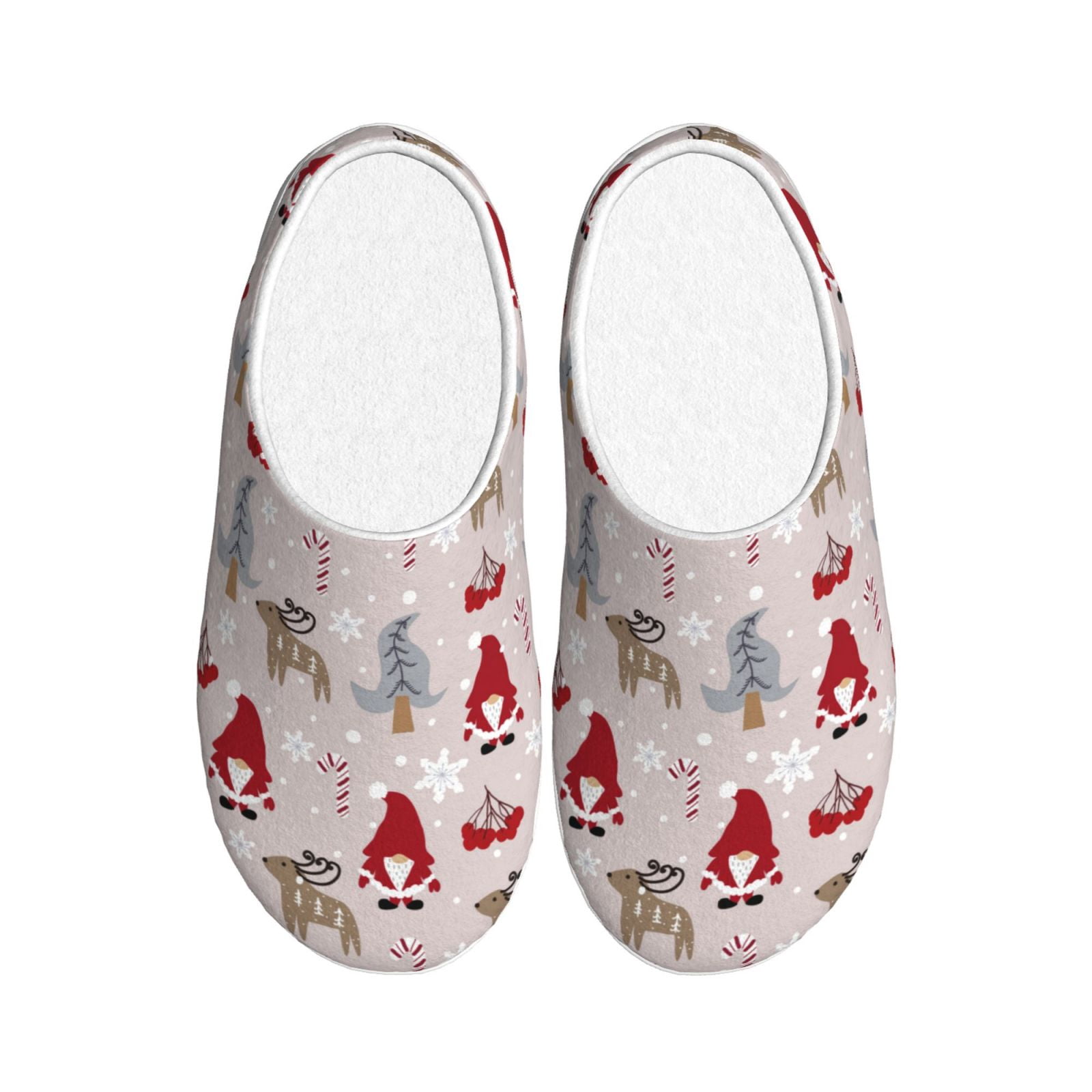Coaee Cartoon Santa and Reindeer for Mens Slippers Indoor Slip On Shoes ...
