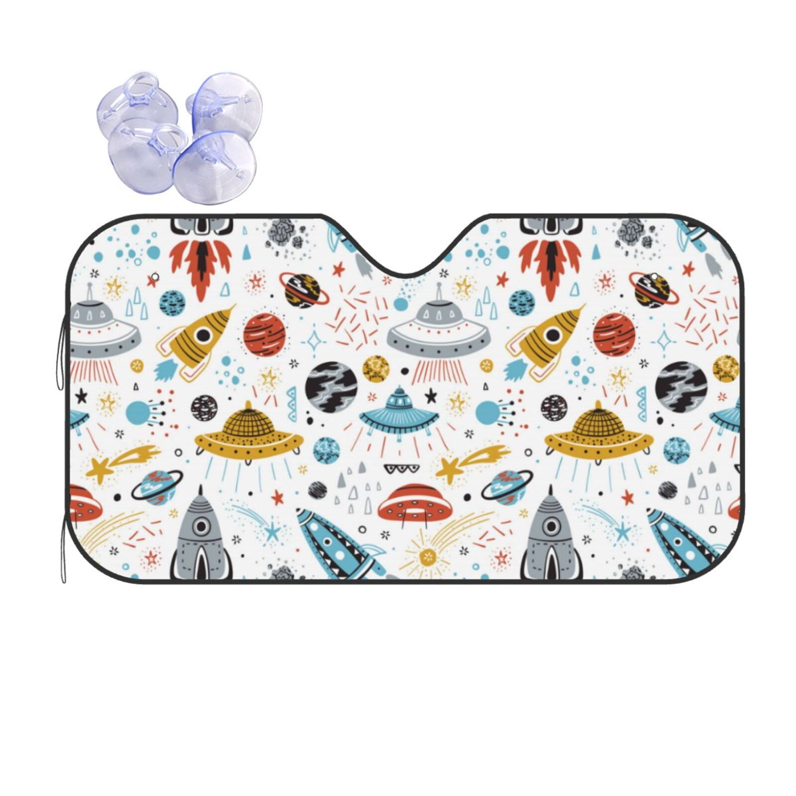 Coaee Cartoon Space Print Car Sunshade Windshield Sun Shade Reflect UV ...