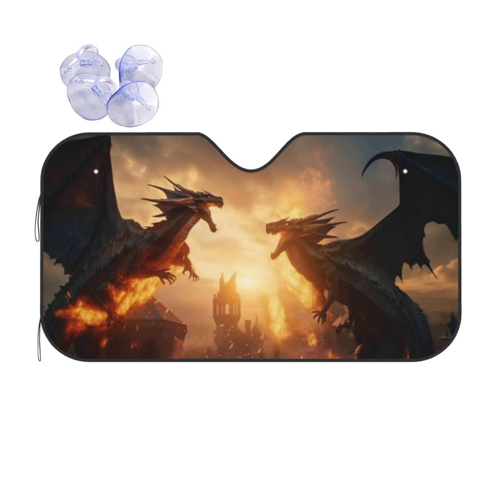 Coaee Castle Cool Fire Dragon Print Car Sunshade Windshield Sun Shade ...