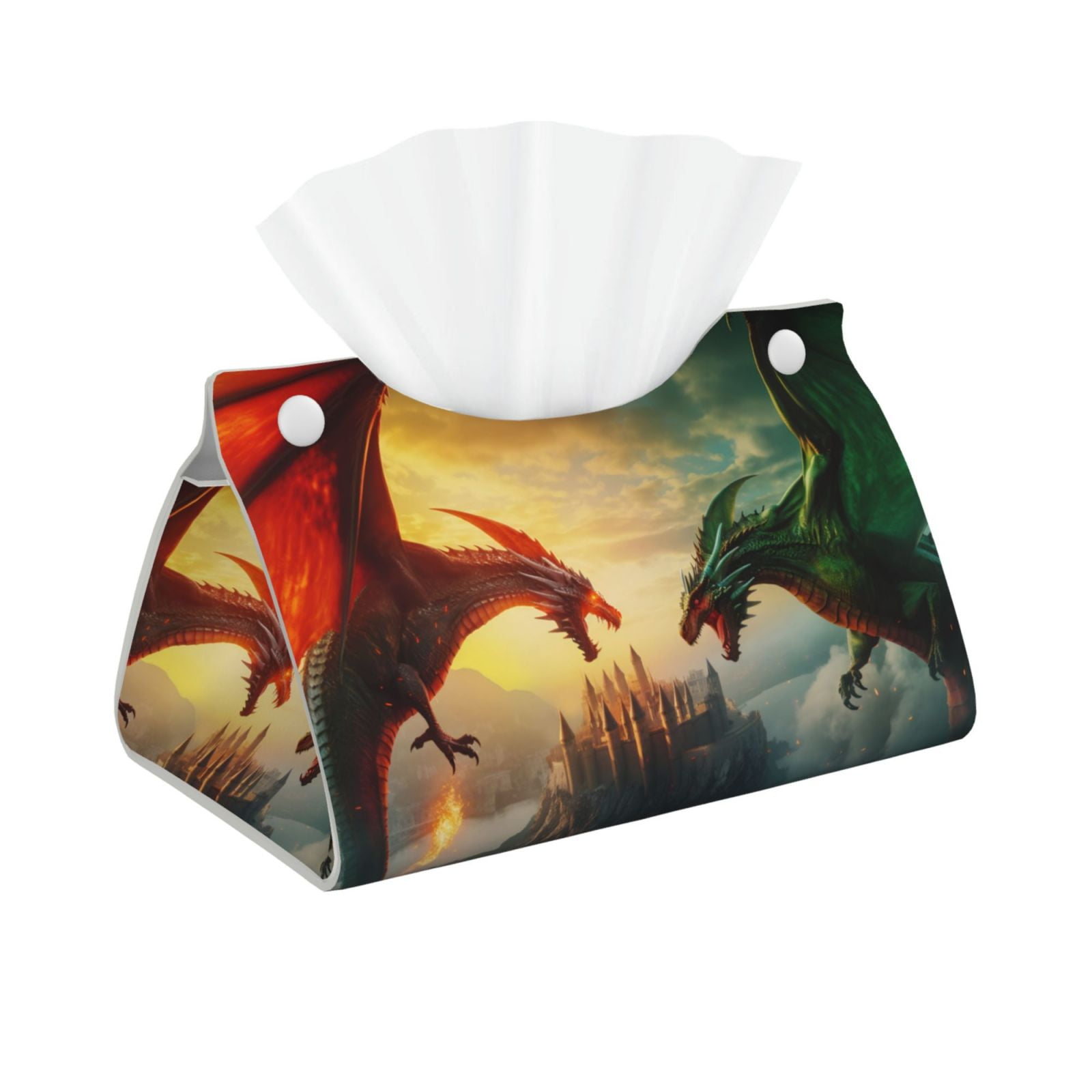 Coaee Castle Red Green Sky Dragon for Large Tissue Box Cover ...